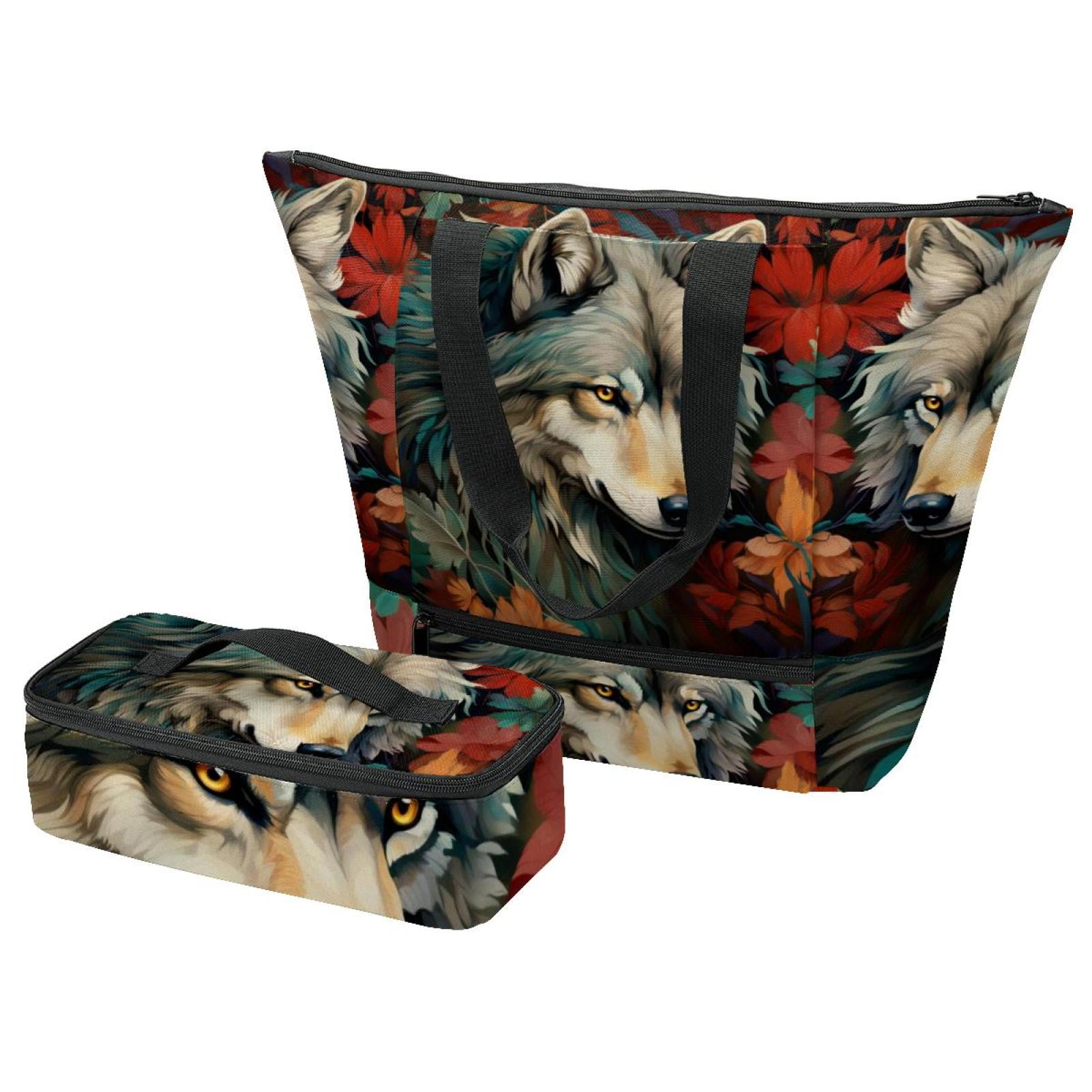 Wolf Animal Cartoon Travel Duffel Bag Sports Tote Gym Bags Shoulder ...