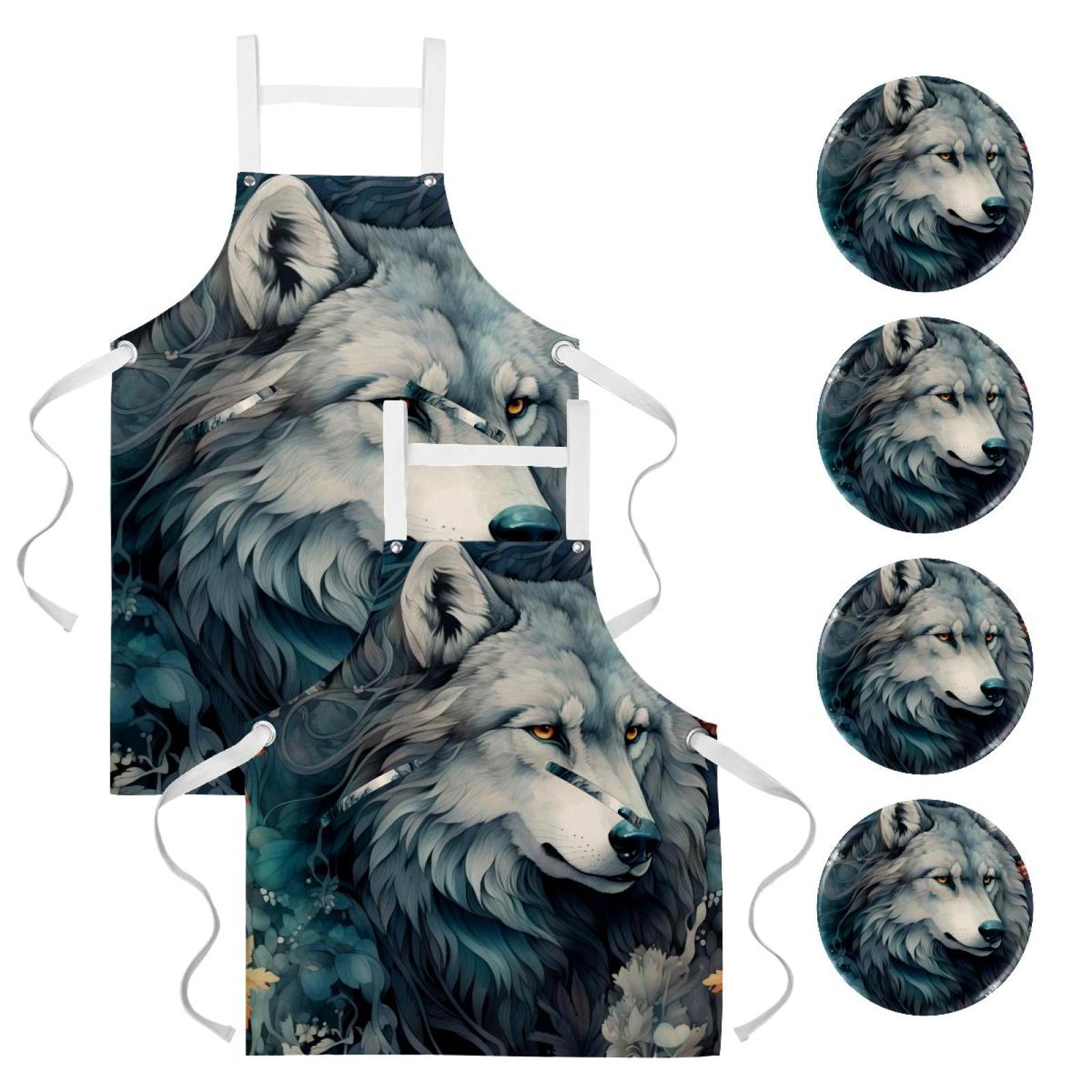 Wolf Apron Women 2 Pack Waterproof with Pockets and Badge, Includes ...