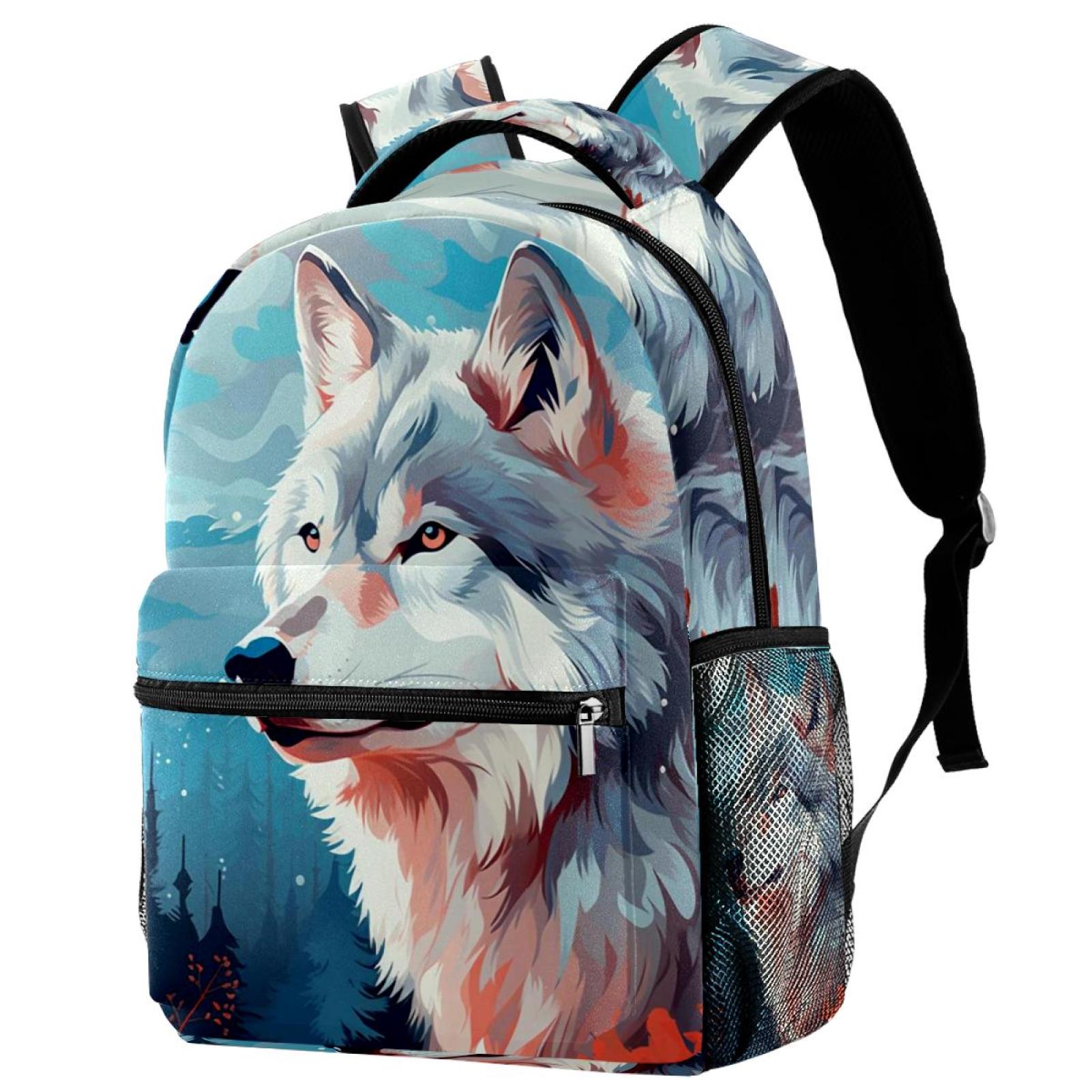 Wolf Backpack,14 Inch Stylish Backpack,Casual Daypack Laptop Backpack ...