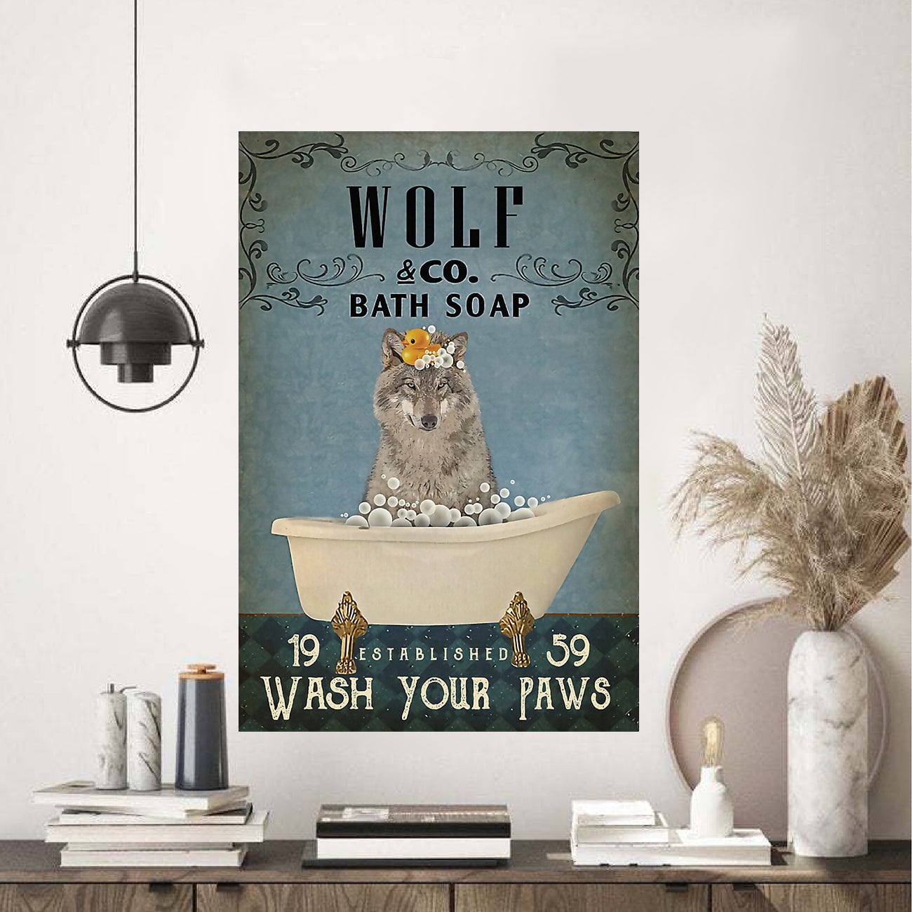 Wolf Bath Soap Wash Your Paws Poster Wolf Poster Gift for Wolfl lover ...