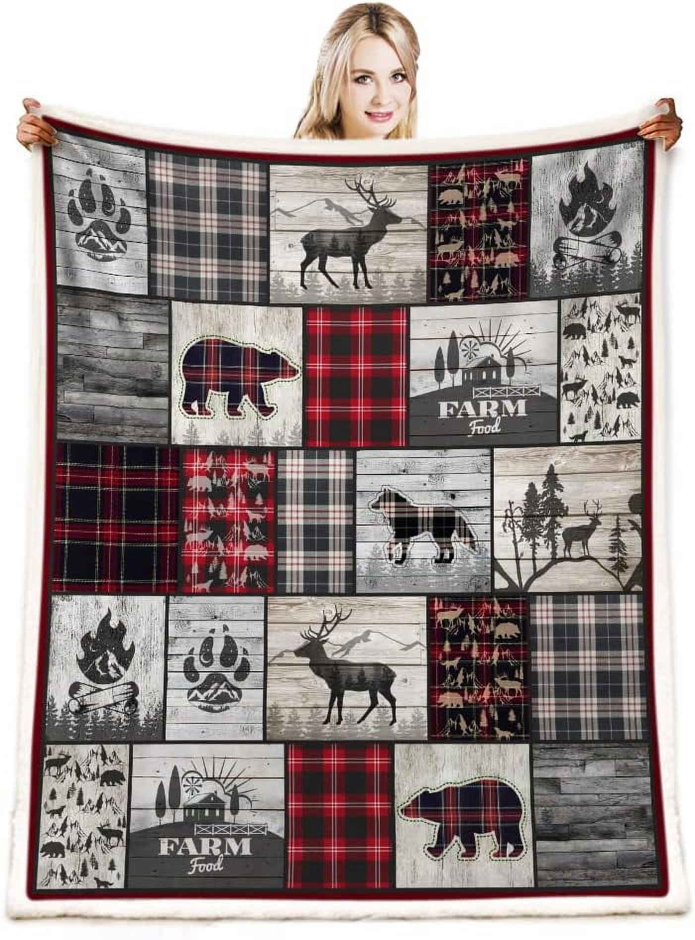 Wolf Bear and Deer Throw Blanket Rustic Cabin Decor Woodland Blanket ...