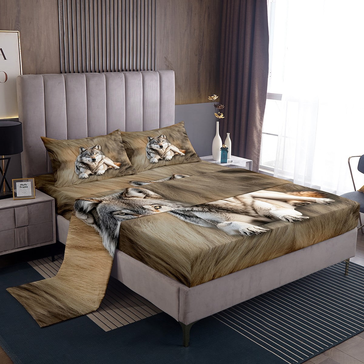 Wolf Bed Sheets Set,3D Animal Print Twin Sheet Set,Safair Wolf Sheets ...