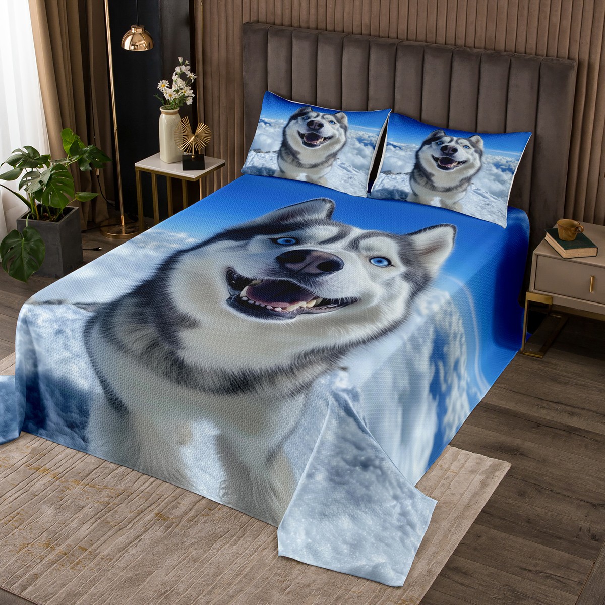 Wolf Bedspread Quilt,Natural Wild Animal Photography Kawaii Bedding ...