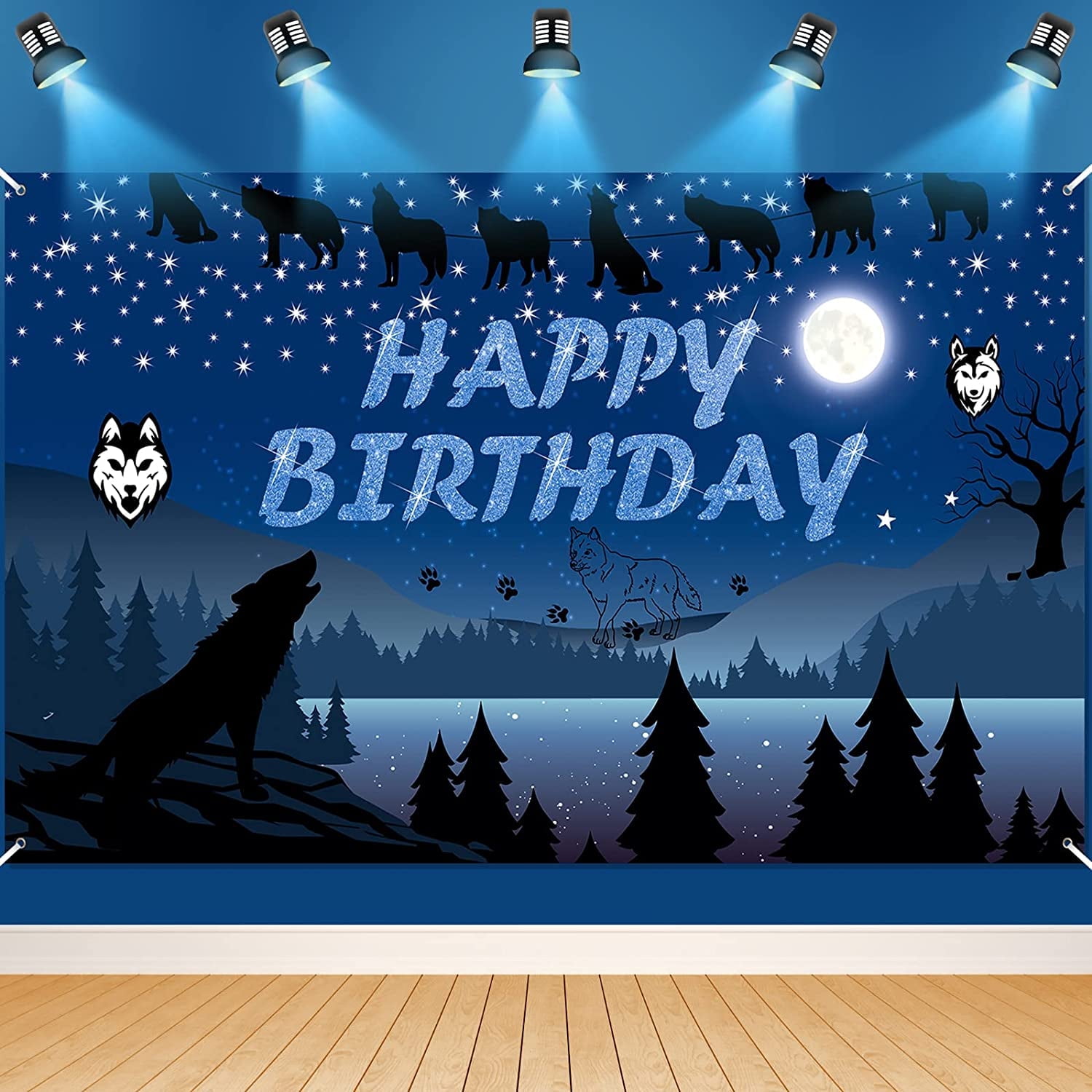 Wolf Birthday Decoration Banner, Wolf Theme Birthday Backdrop Banner ...
