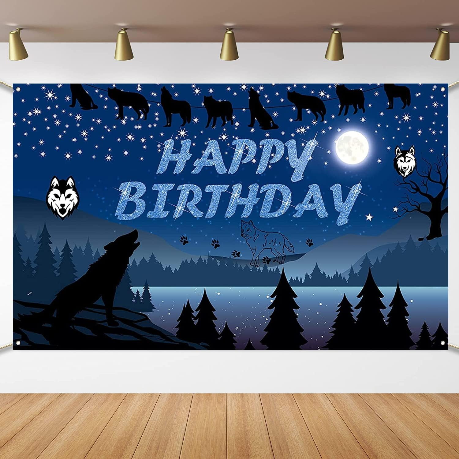 Wolf Birthday Decoration Banner, Wolf Theme Birthday Backdrop for Kids ...