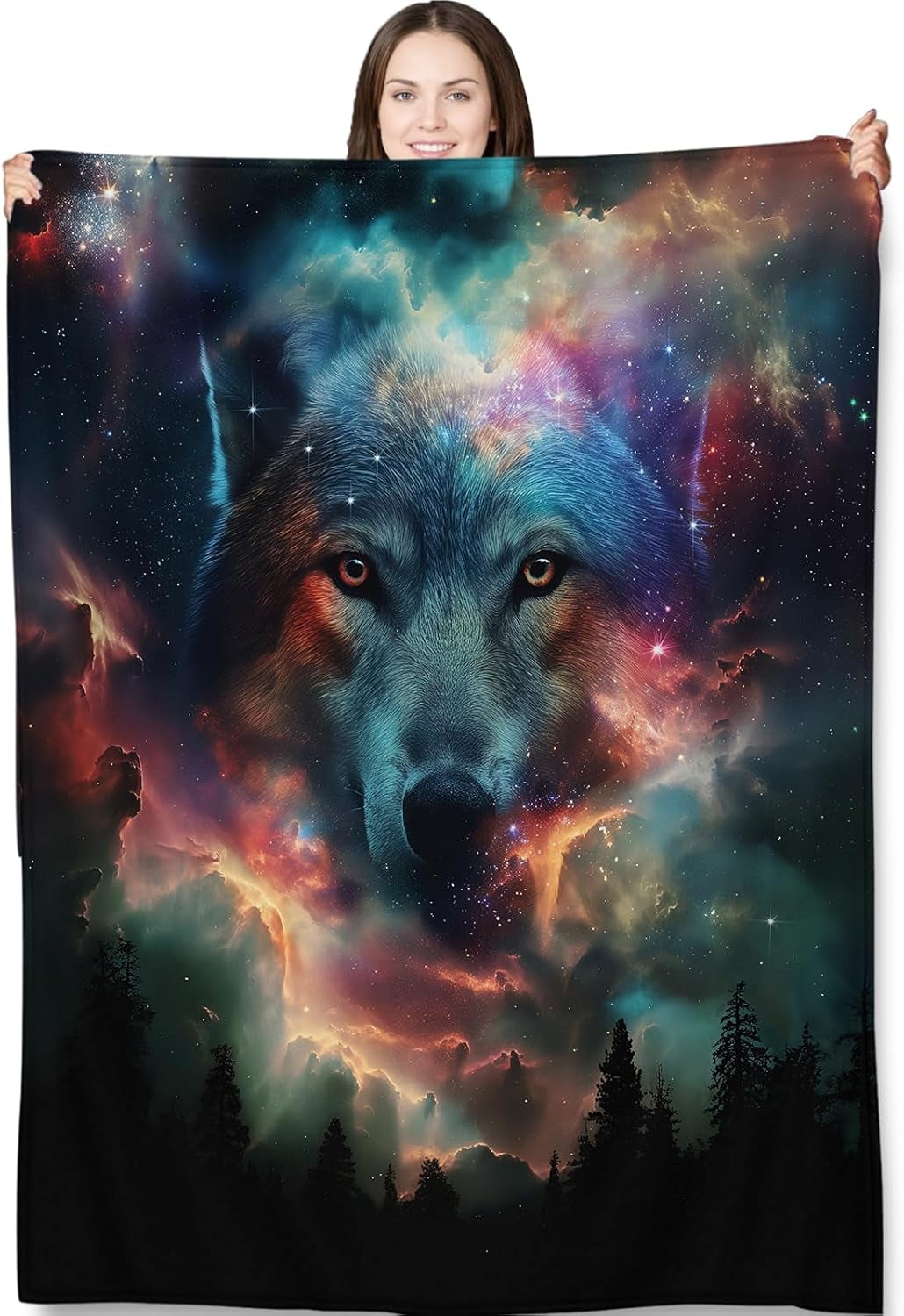 Wolf Blanket 60"x80", Galaxy Wolf Plush Blankets, Ideal for Home Decor ...