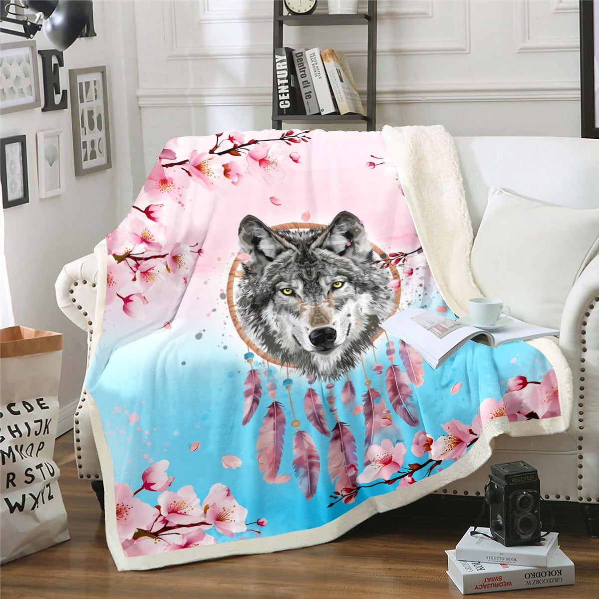 Wolf Blanket Bohemian Dream Catchers Throw Blanket 30"x40",Cherry ...
