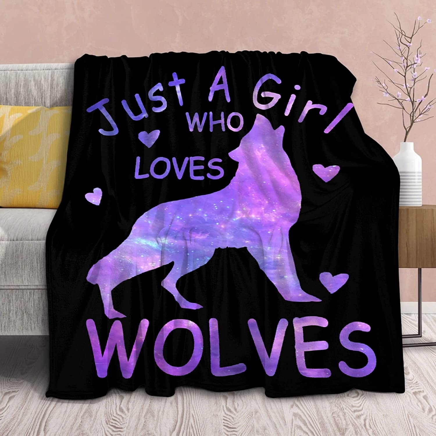 Wolf Blanket,Just Girl Who Loves Wolves-Fleece Throws,Gifts for Girl ...