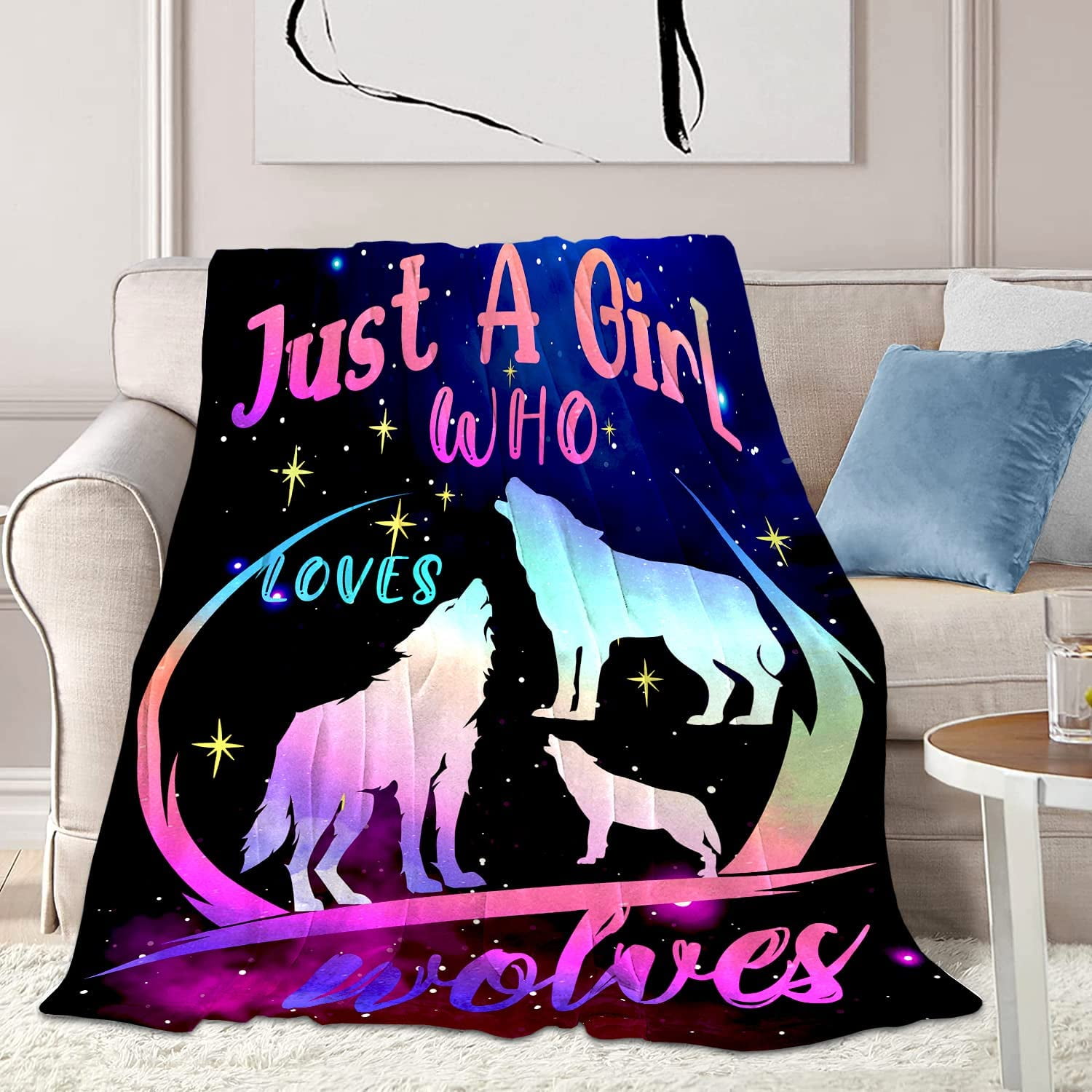 Wolf Blanket for Girls, Just A Girl Who Loves Wolves Throw Blanket ...