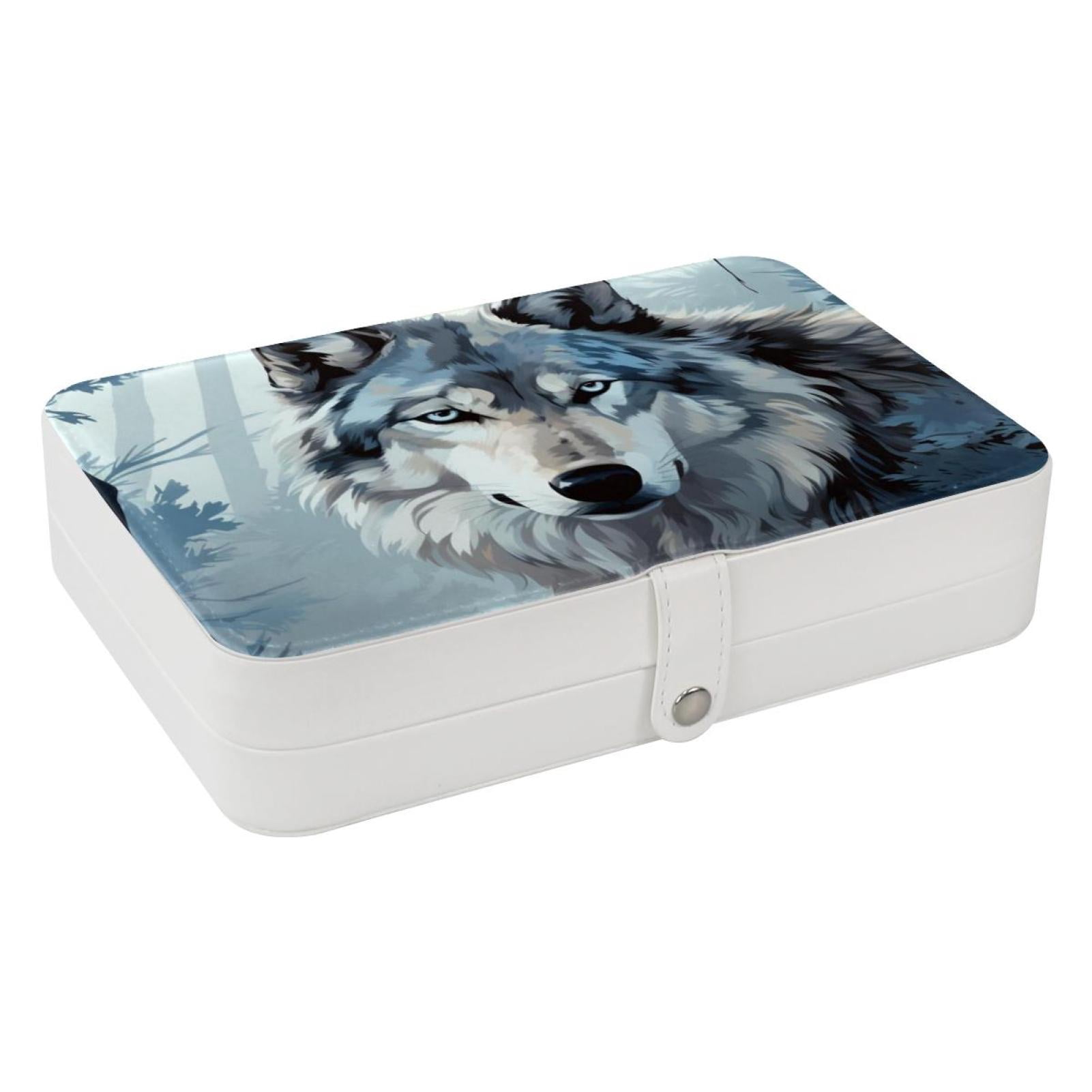 Wolf Bracelet Holder Jewelry Box Organizer PU Leather with Removable ...