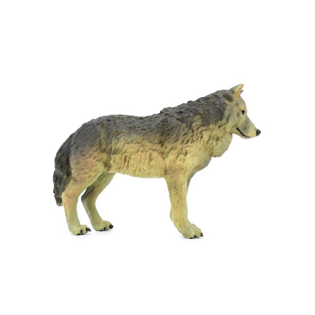 Wolf, Brown and Black, Timber Wolf, Museum Quality, Hand Painted, Rubber Animal, Educational ...