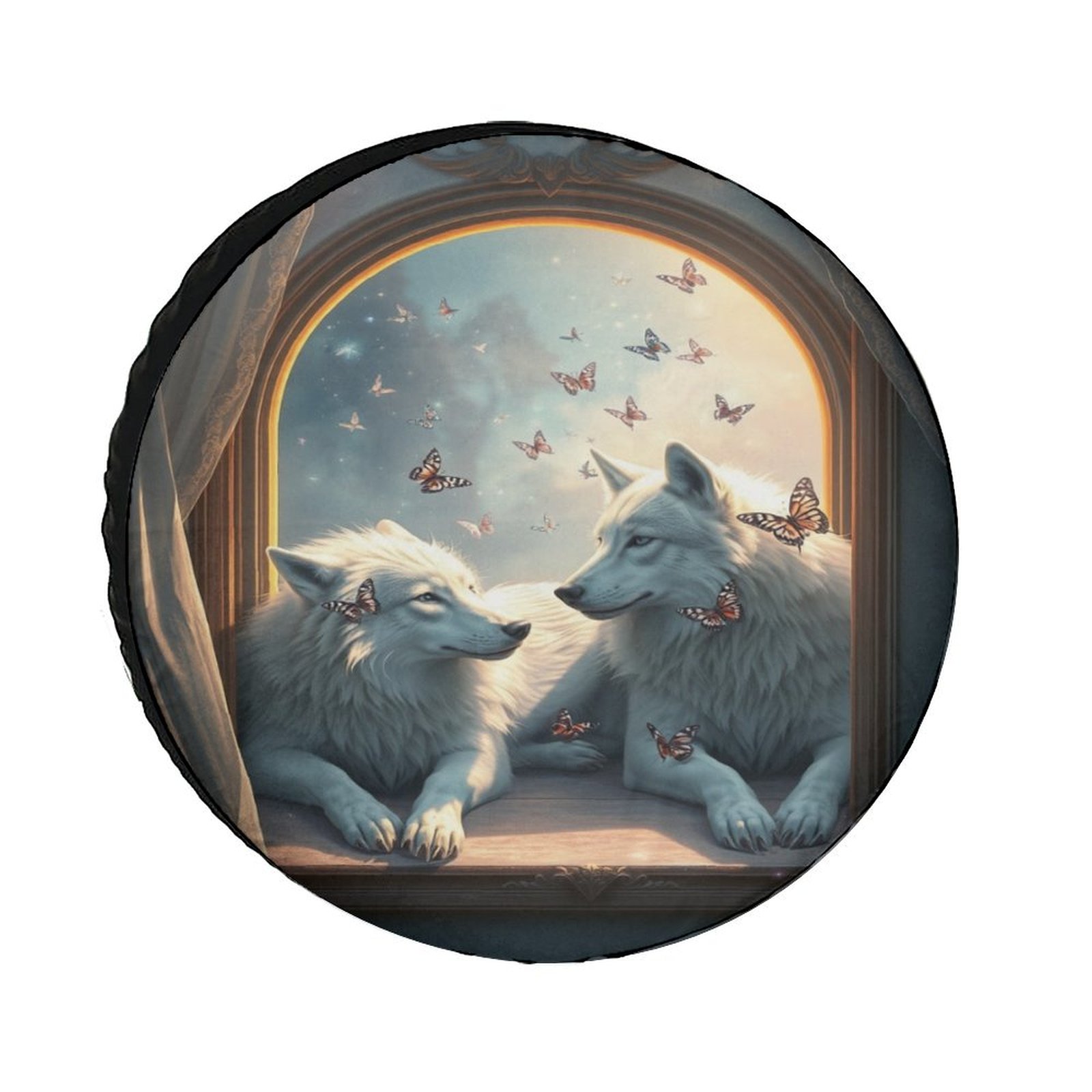 Wolf Butterfly Dance Spare Tire Cover Weatherproof Wheel Camper ...