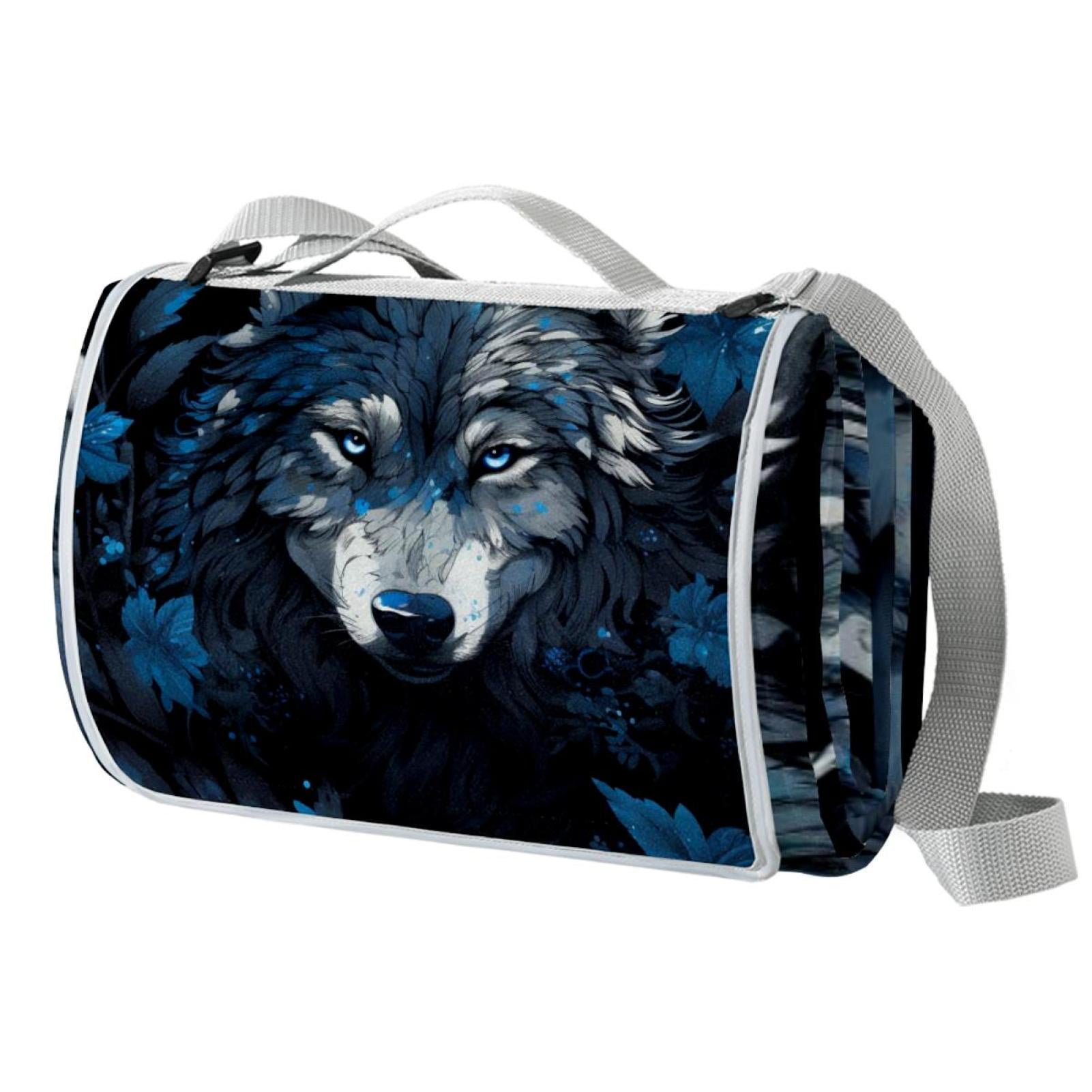 Wolf Canvas Beach Blanket Picnic Mat for Outdoor Activities ...