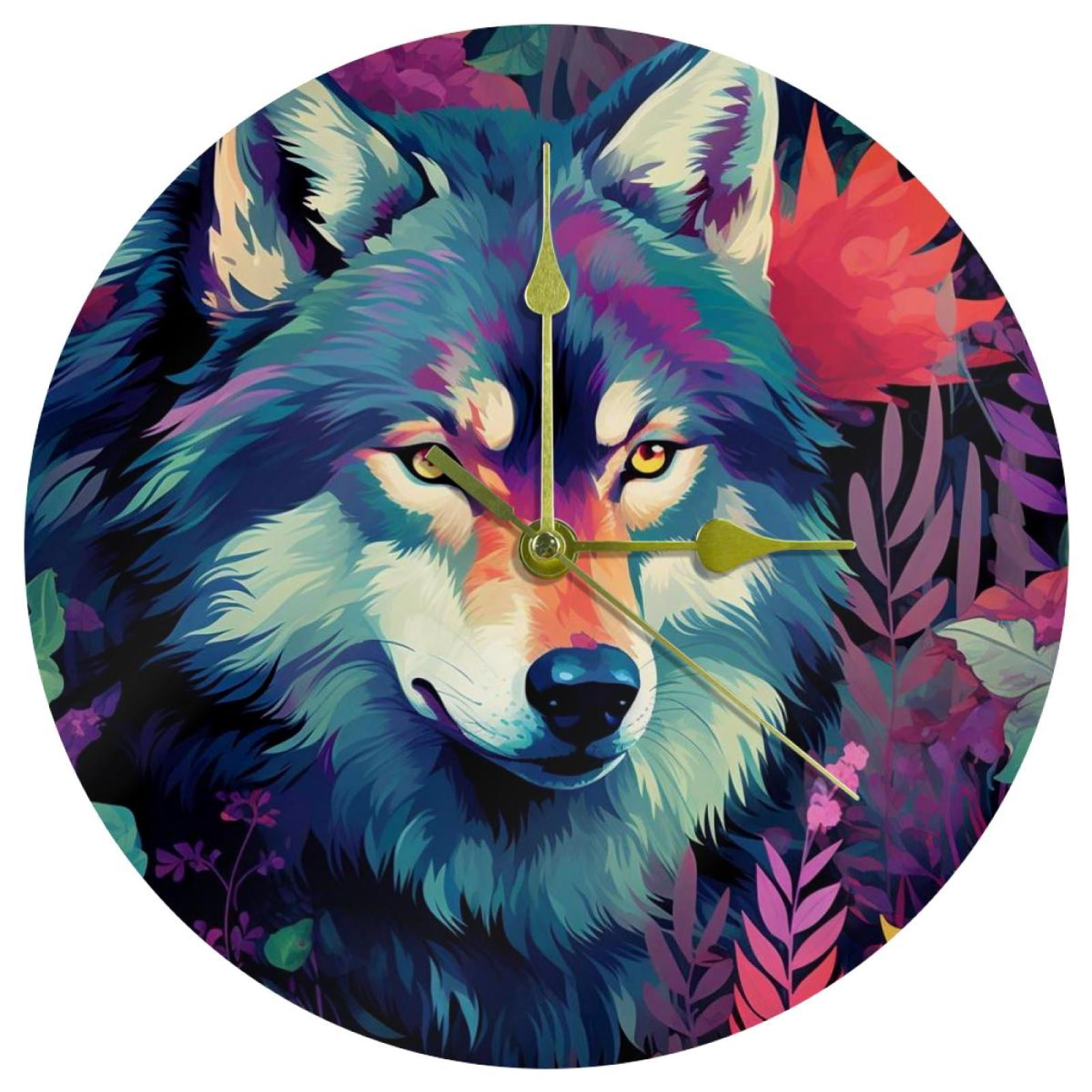 Wolf Circular Acrylic Wall Clock - Stylish Timepiece for Home Decor ...