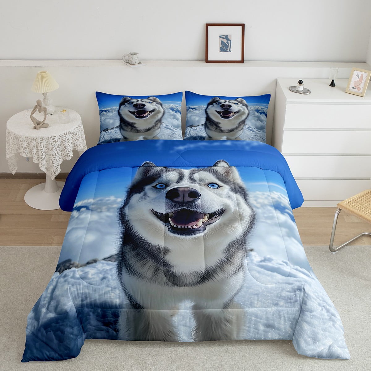 Wolf Comforter Set Queen Size,Natural Wild Animal Photography Kawaii ...