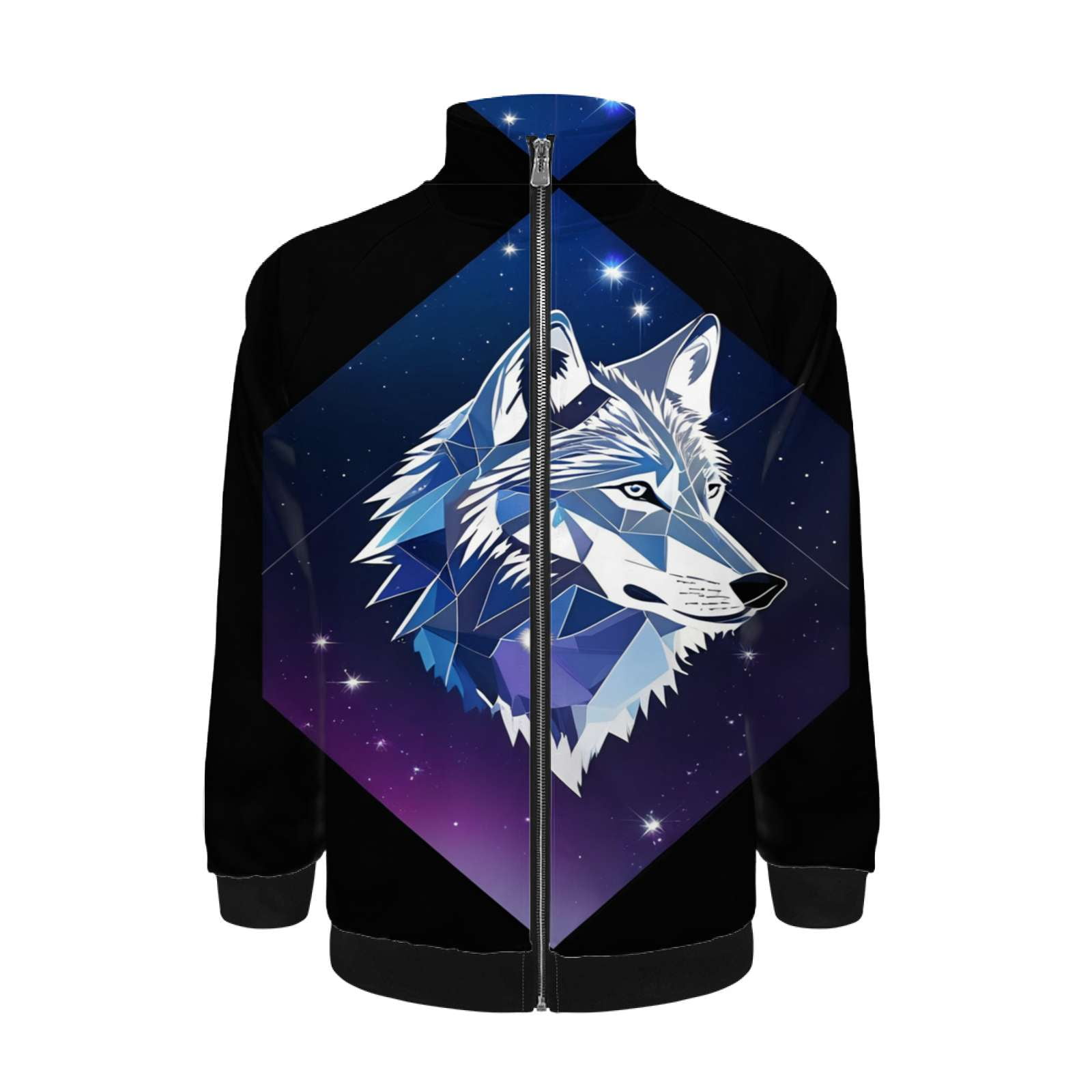 Wolf Constellation Art Print Jacket Men's Street Cool Long Sleeves Coat ...