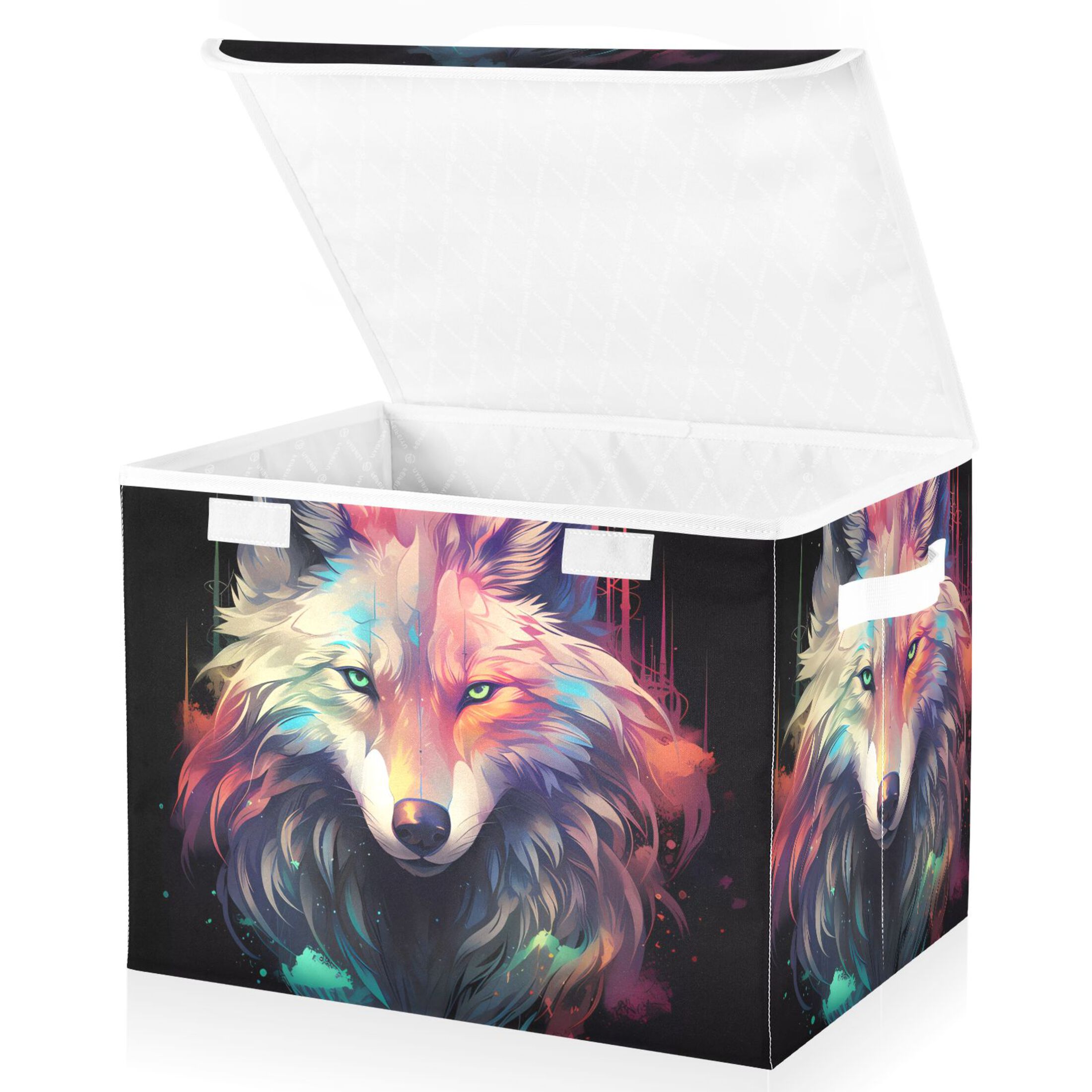 Wolf Cool Large Lidded Bin Foldable Storage Baskets Boxes Cubes Lids ...