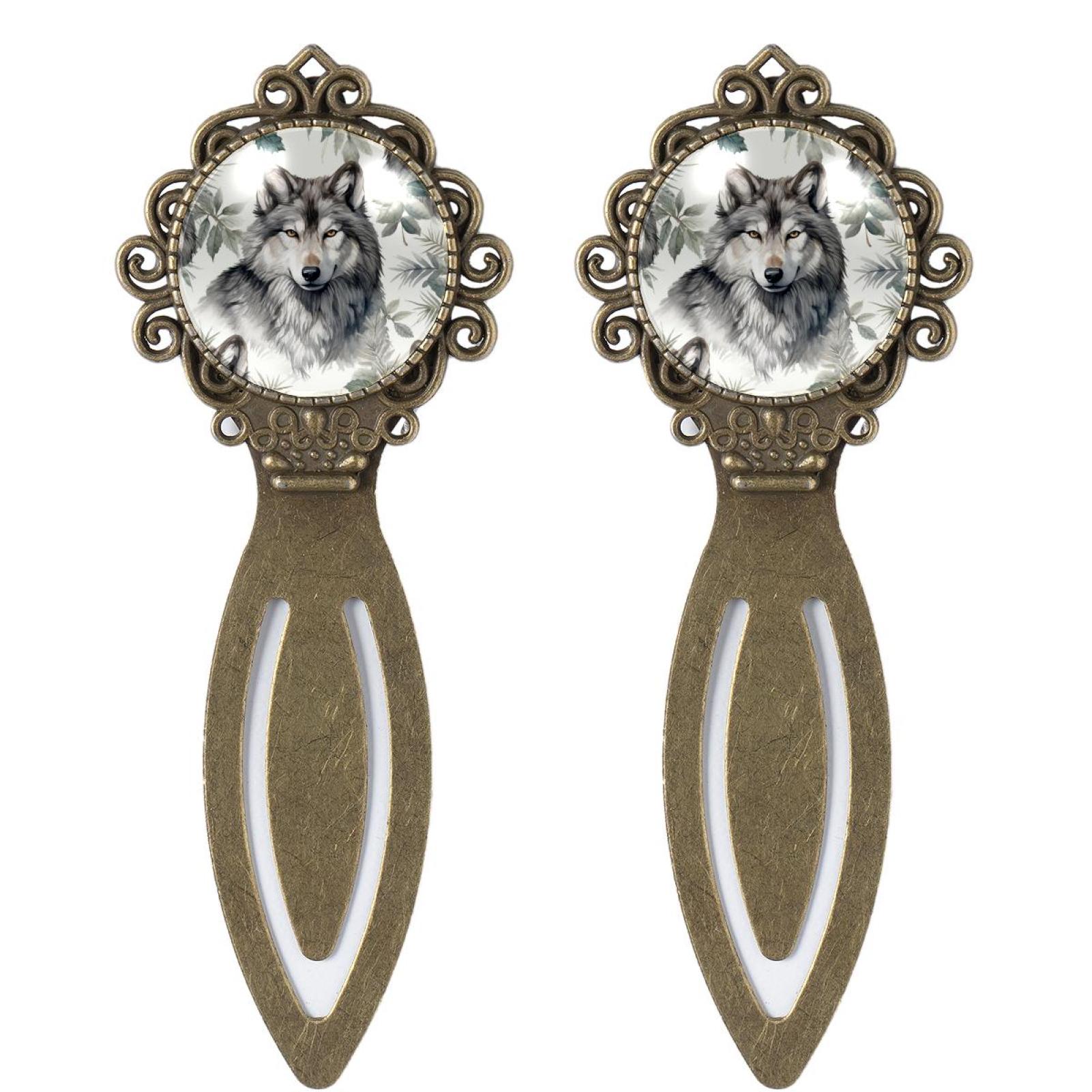 Wolf Copper-Colored Stainless Steel Lace Bookmarks Set - Gift for Book ...