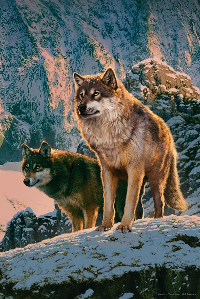 Wolf Couple Snowy Ridge Sunset by Vincent Hie Wolf Posters For Walls ...
