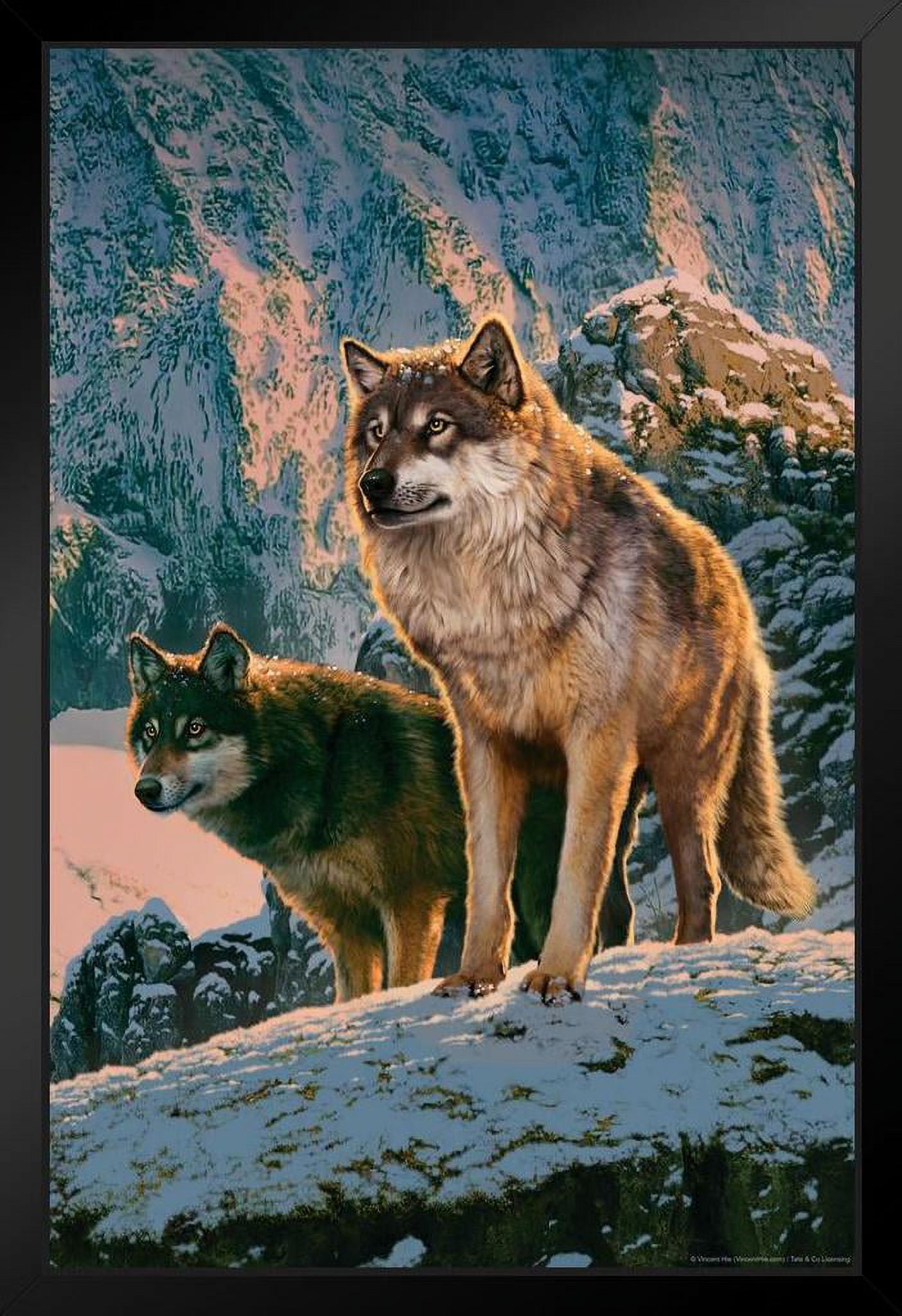 Wolf Couple Snowy Ridge Sunset by Vincent Hie Wolf Posters For Walls ...