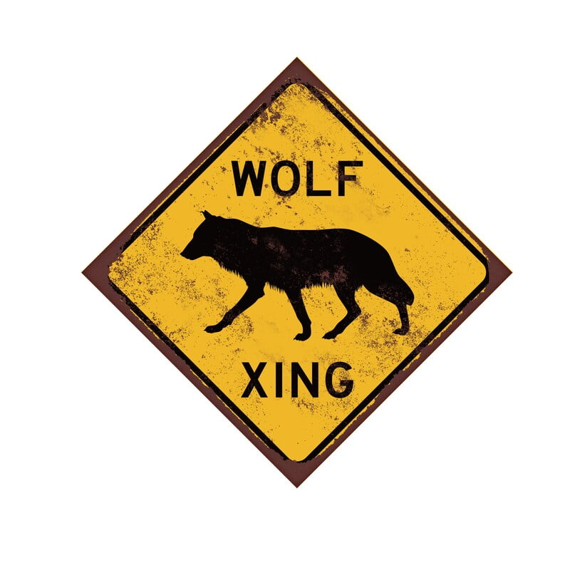 Wolf Crossing Caution Sign - Wolf Family Rustic Cabin Décor - Rusted or ...