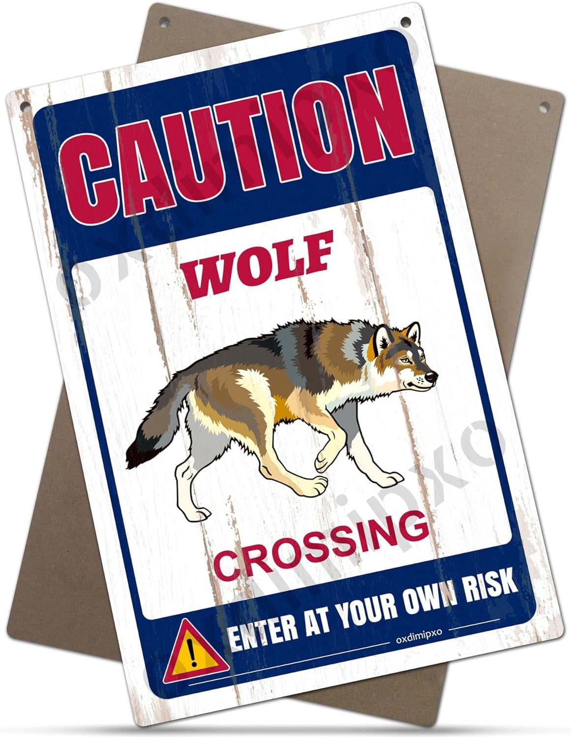 Wolf Crossing Sign Warning Beware of Wolf Enter at Your Own Risk ...