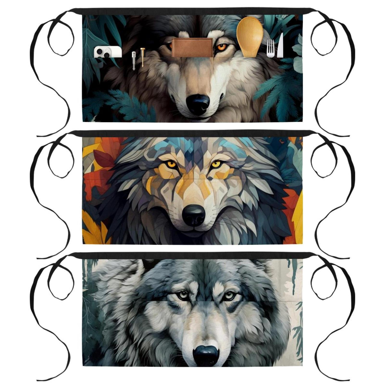 Wolf Custom Printed Waiter Apron with 3 Pockets for Work - Walmart.com