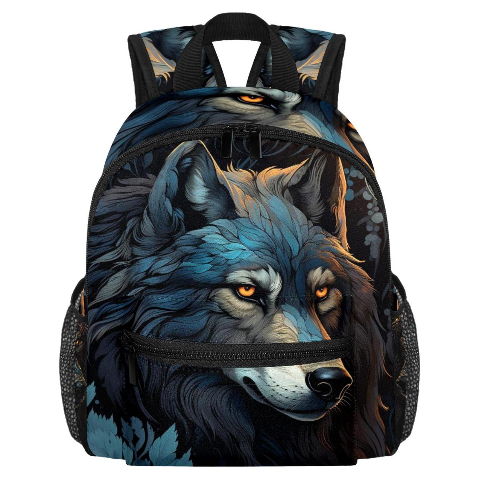 Wolf Cute Book Bag with Adjustable Shoulder Strap, Large Capacity ...