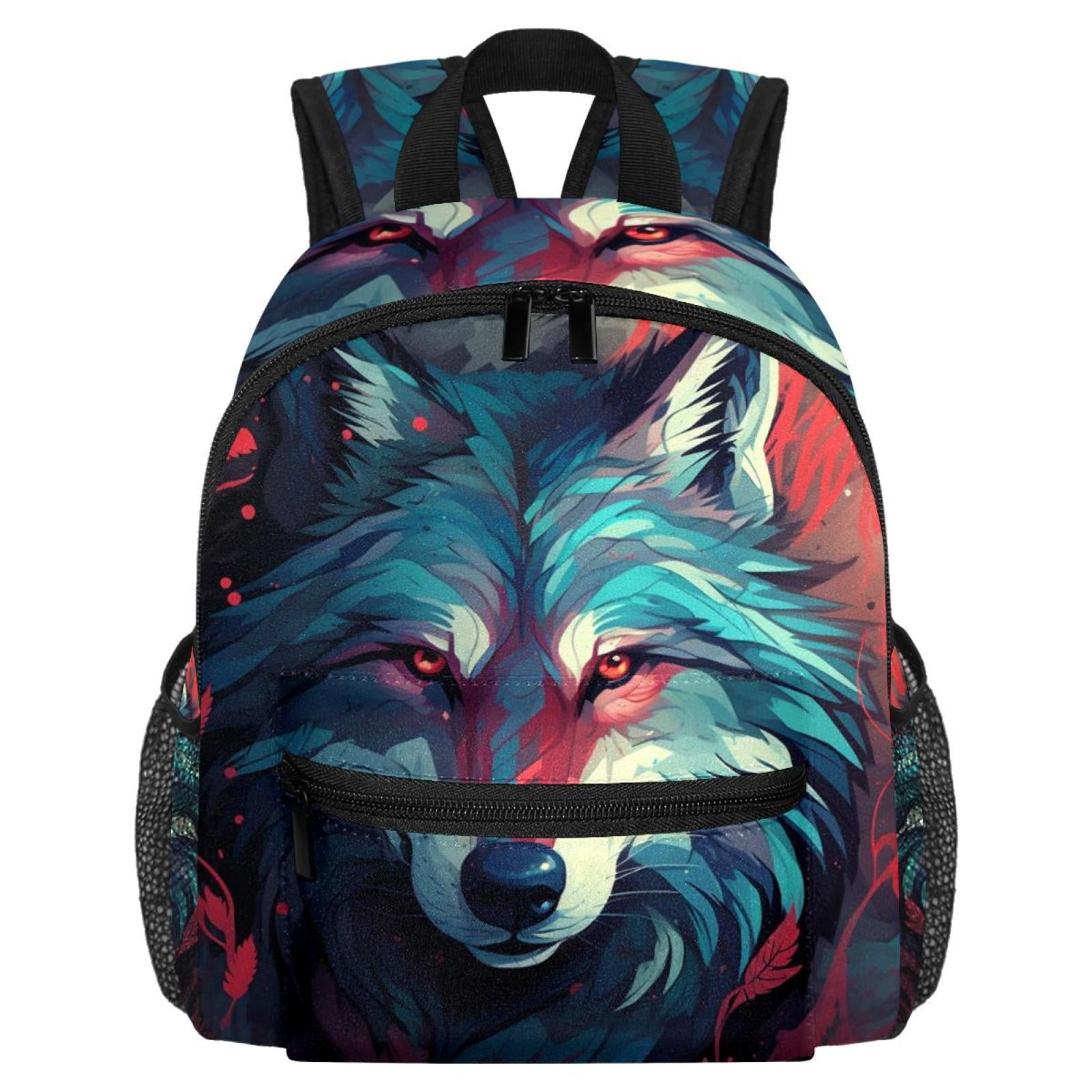 Wolf Cute Book Bag with Adjustable Shoulder Strap, Large Capacity ...