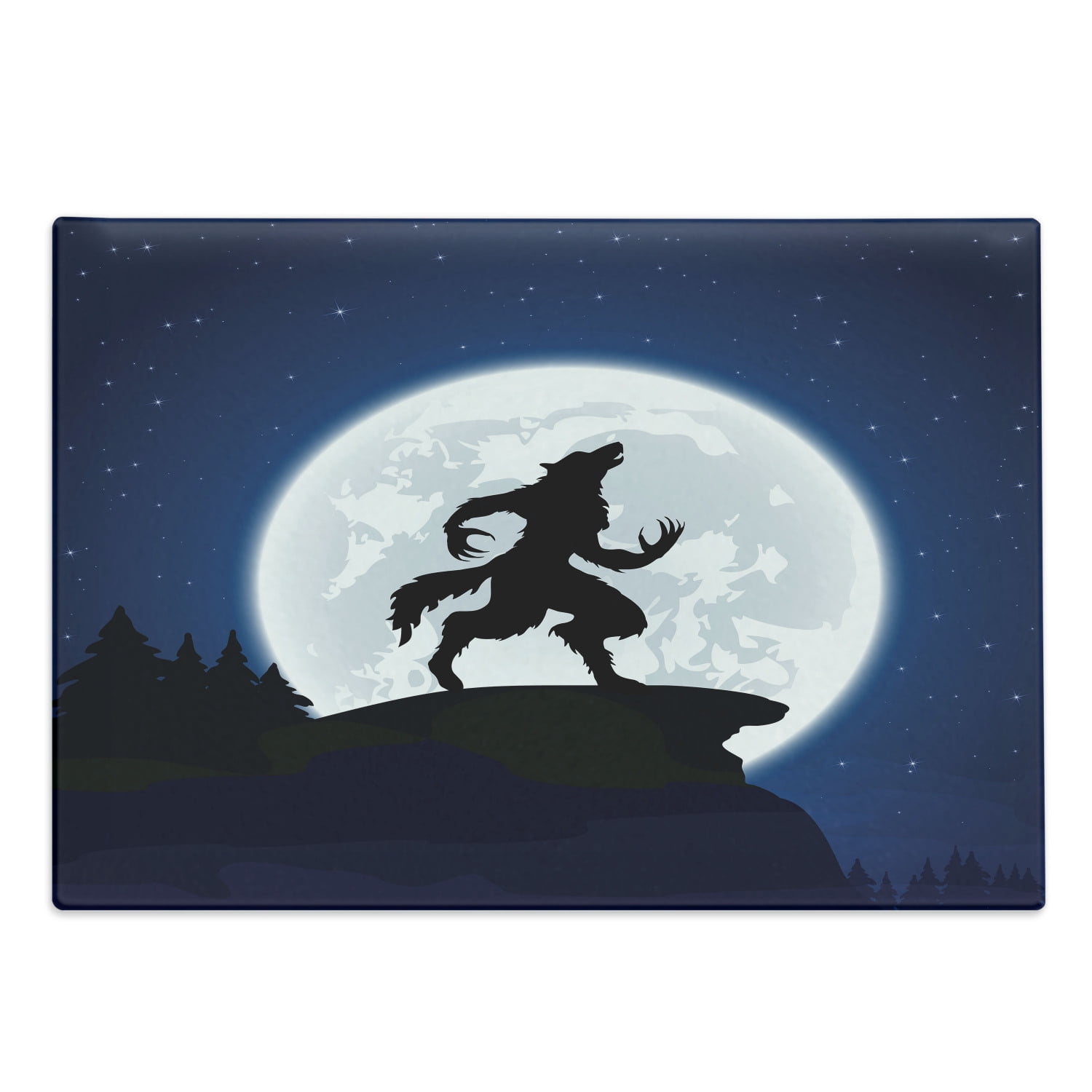 Wolf Cutting Board, Full Moon Night Sky Growling Werewolf Mythical ...