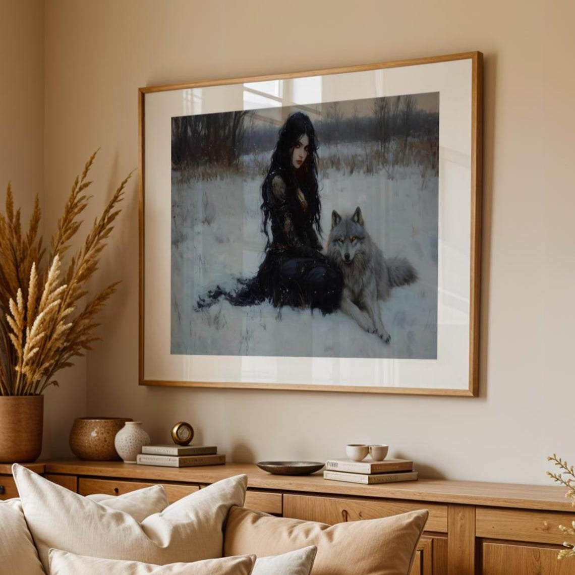 She And Her Wolf, Dark Academia, Wolves Art, Goth Moody Victorian Wall Art, Dark Decor Aesthetic ...