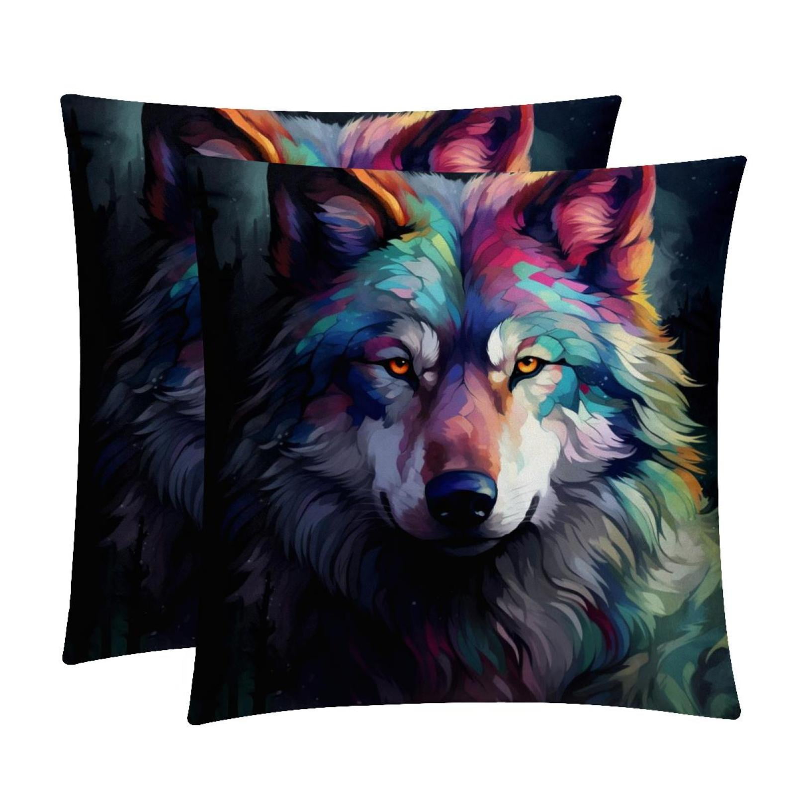 Wolf Decorative Pillows Covers with Unique Patterns for Bed, Home Decor ...