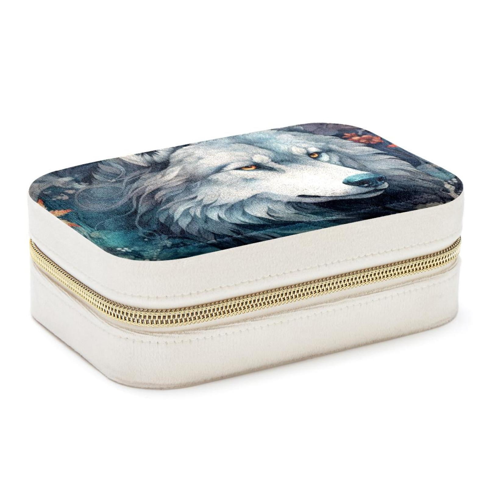 Wolf Decorative Velvet Jewelry Box with Removable Compartment ...