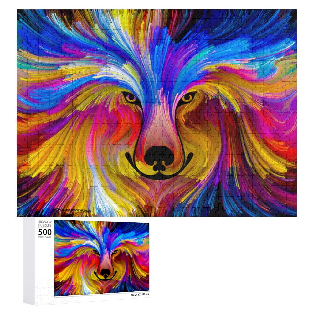Wolf Dog Abstract Digital Painting Jigsaw Puzzles 500 Pieces for Adults, Large Format Jigsaw ...