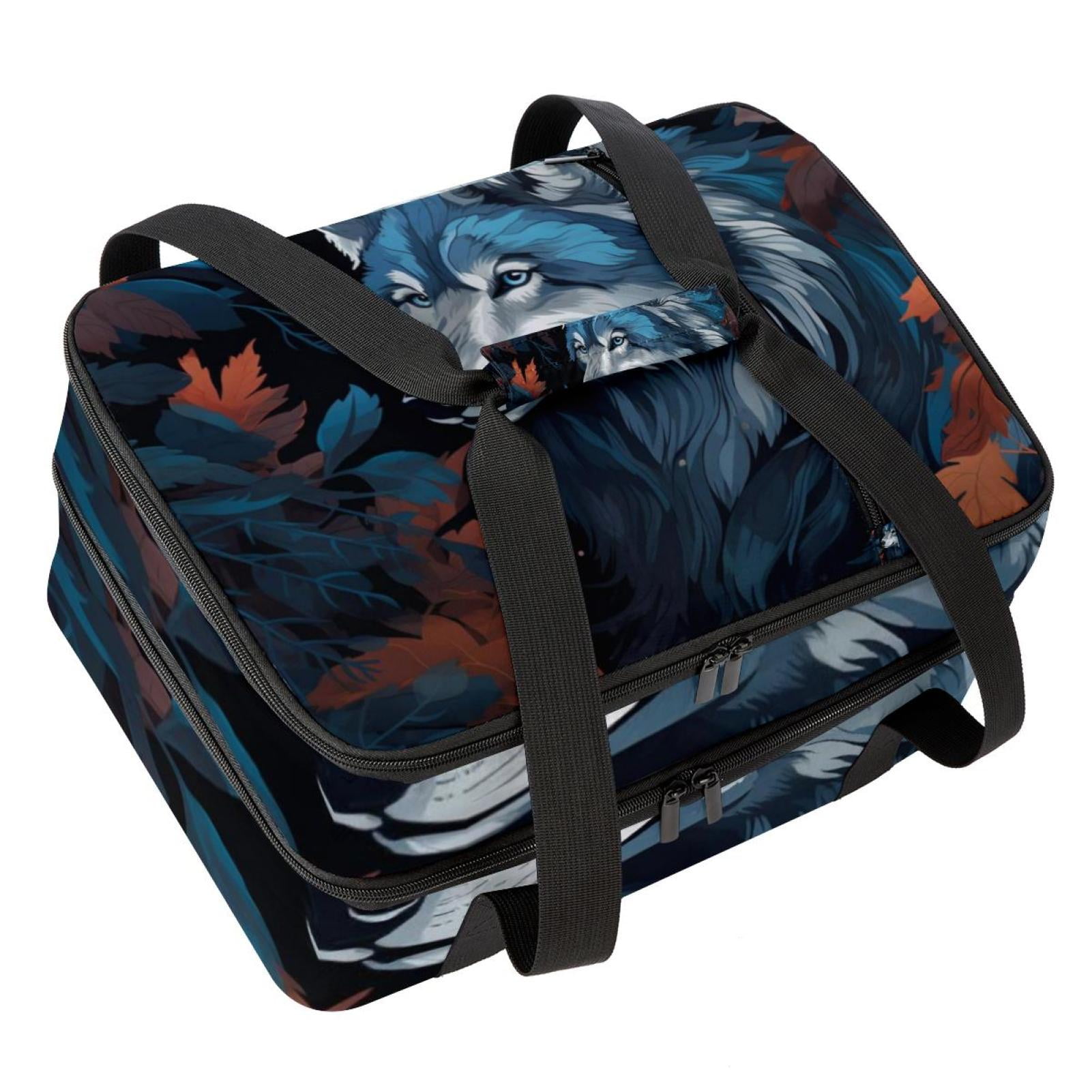 Wolf Double-Layered Insulated Lunch Bag with Dual Compartments | Large ...