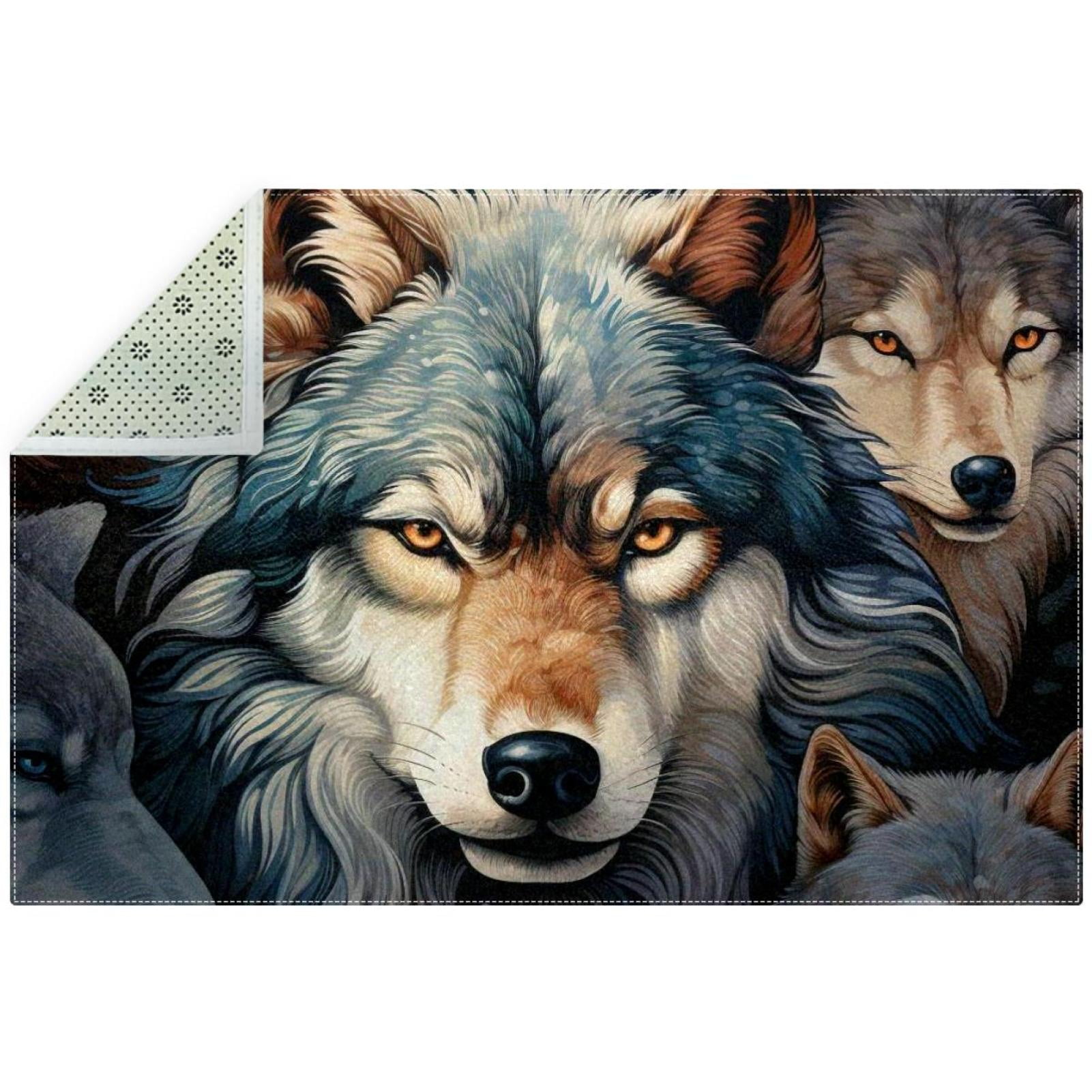 Wolf Elegant Gray Polyester Area Rug with Right-Angle Design for Living ...