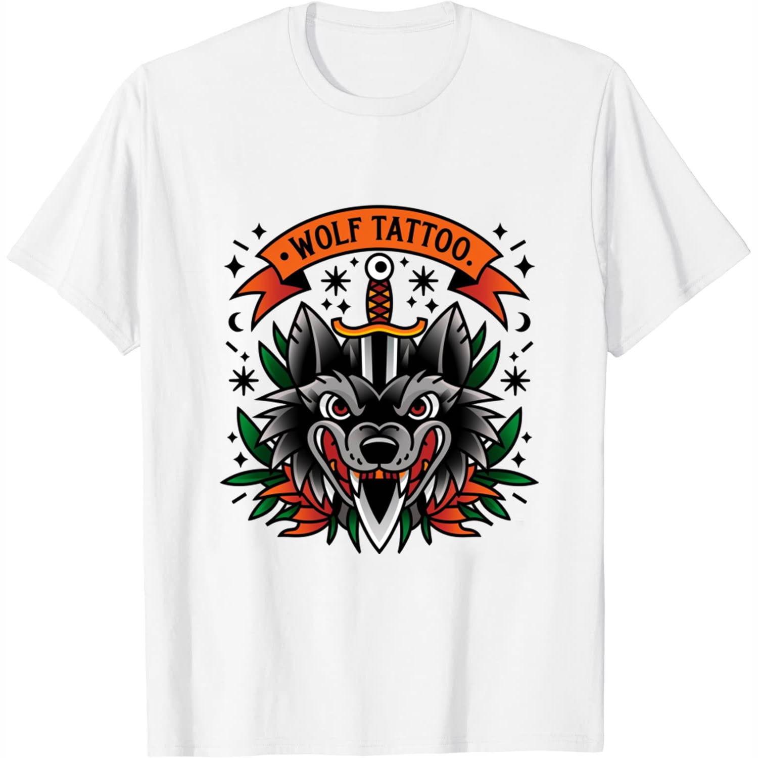 Wolf Enthusiast Gifts Wolf Tattoo Shirt Women Halloween Horror T Shirt ...