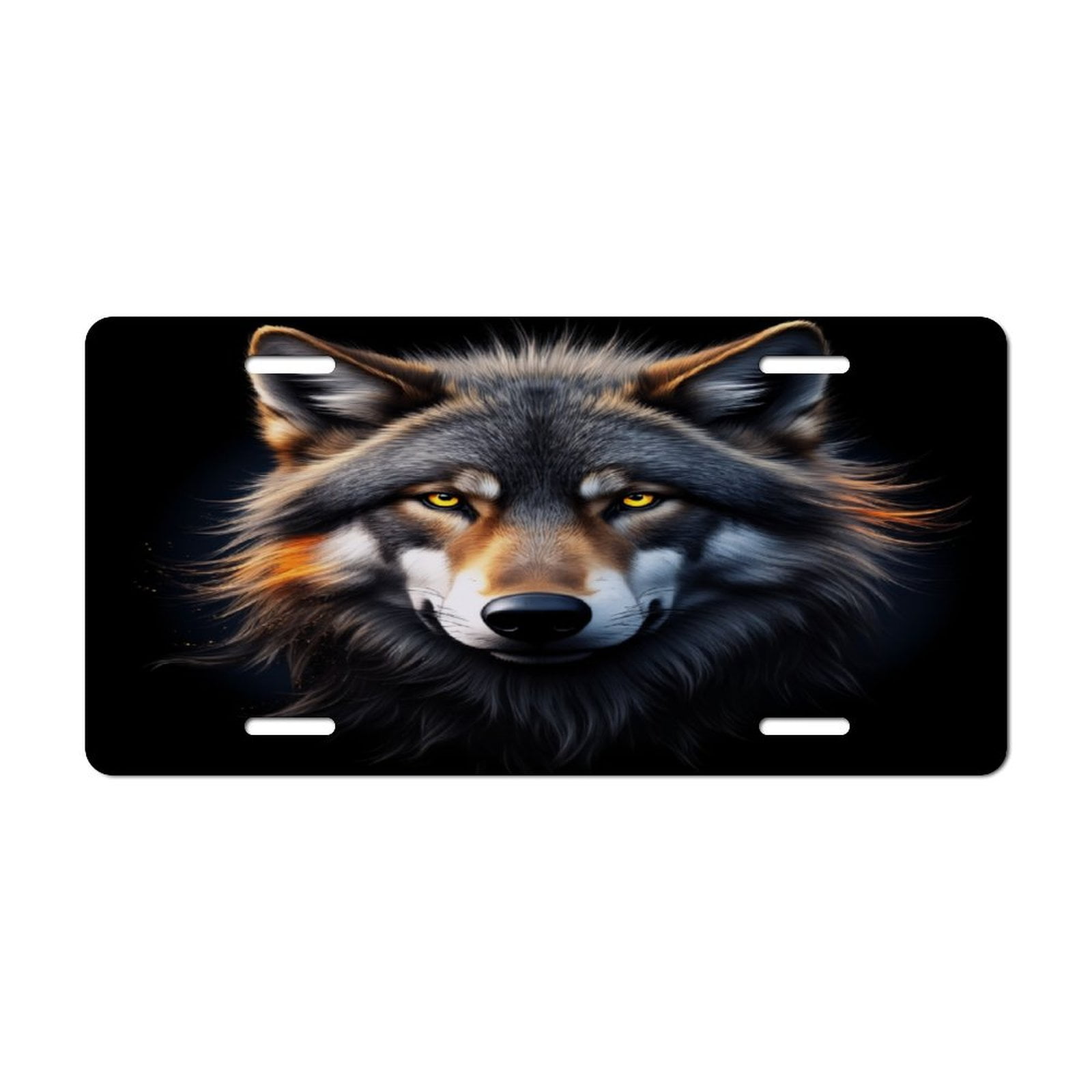 Wolf Face Portrait License Plate Lightweight Aluminum Automotive ...