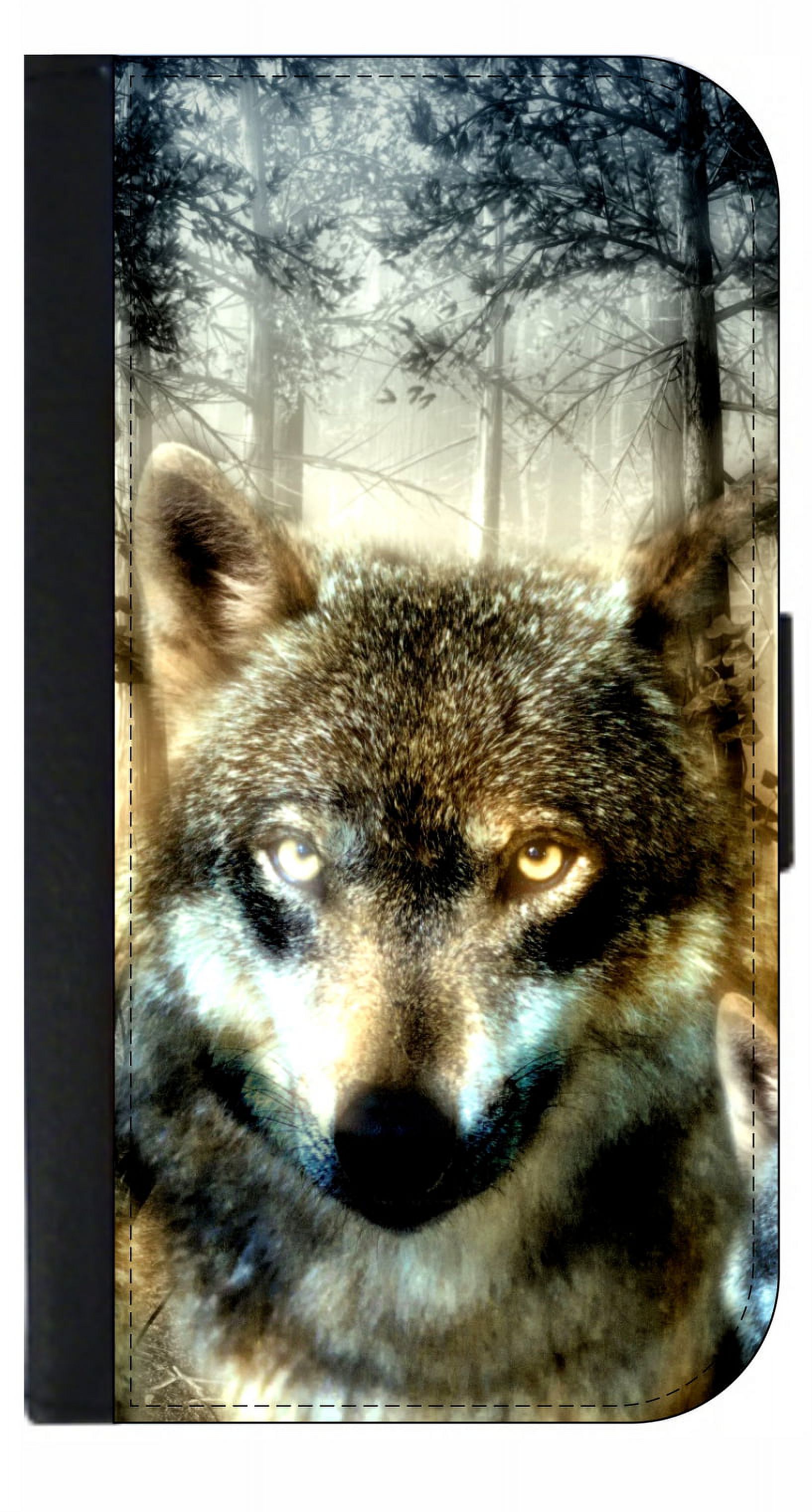 Wolf Face - Wallet Style Cell Phone Case with 2 Card Slots and a Flip ...