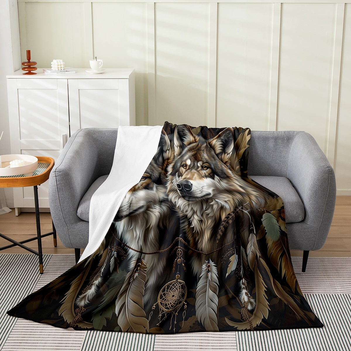 Wolf Family Throw Blanket for Kids Teens Adult,Tribal Boho Dream ...