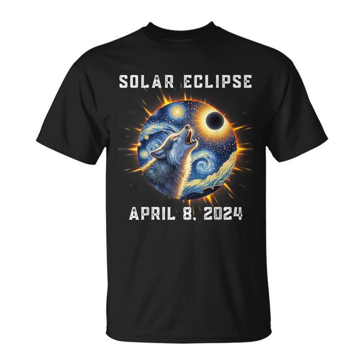 Wolf Fans Totality Solar Eclipse 2024 Wolf Howling Eclipse T-Shirt ...