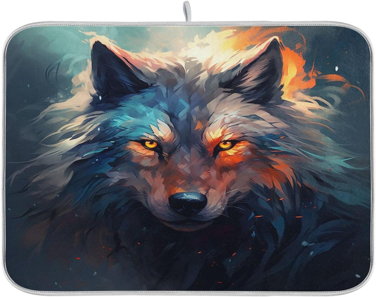 Wolf Fire Eyes Dish Drying Mat for Kitchen Counter, Ultra Absorbent ...
