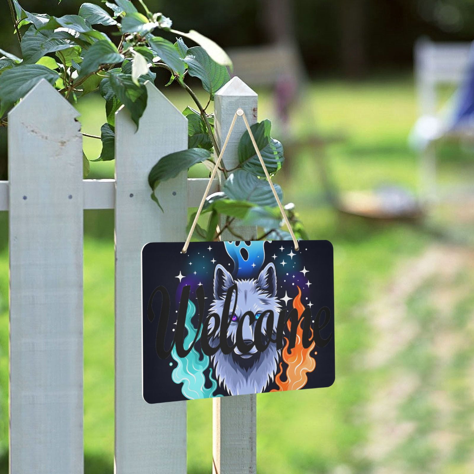 Wolf Fire Ghost Welcome Sign for Front Door Porch Wreath Door Sign Home ...