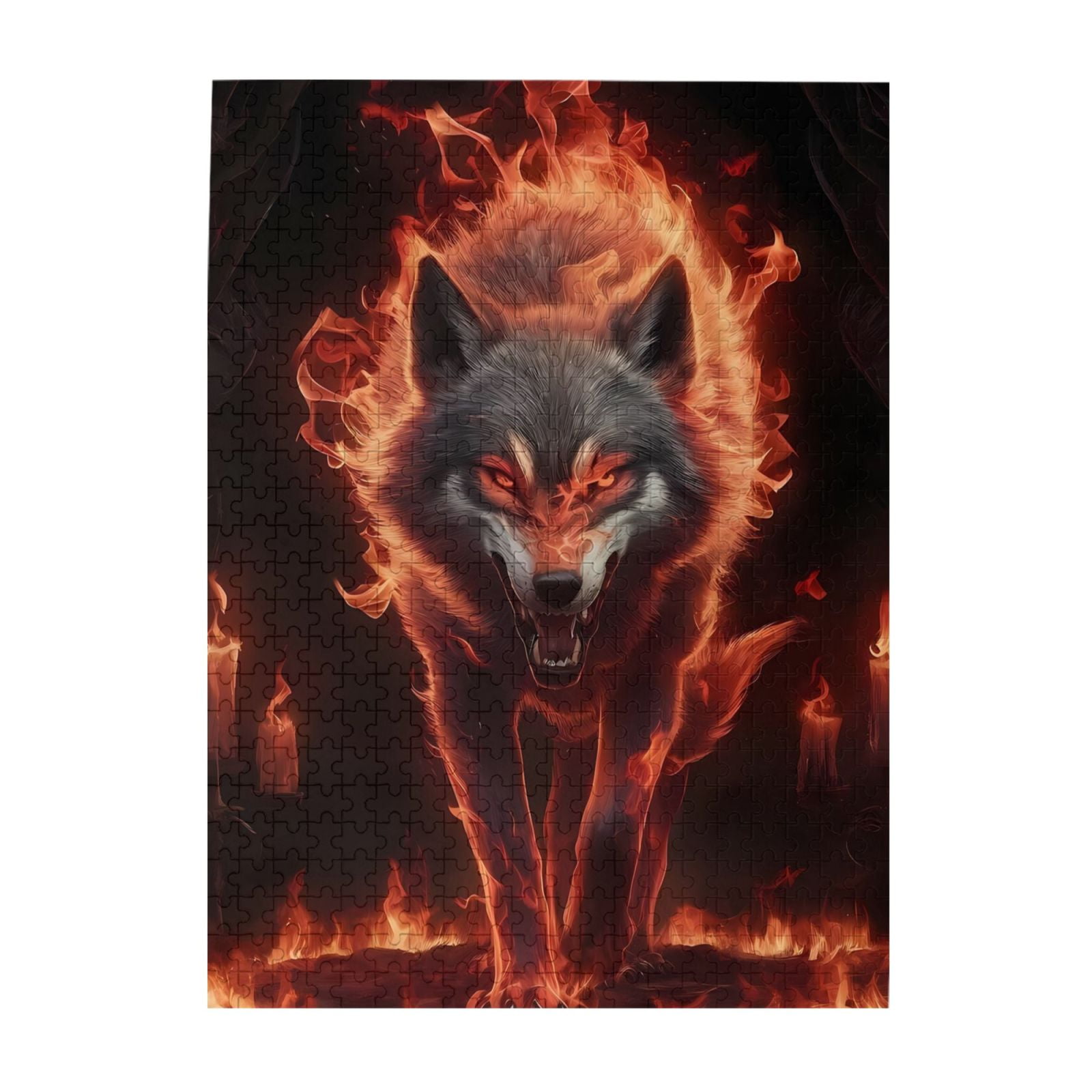 Wolf Fire Spirit Blaze 1000-Piece Wooden Jigsaw Puzzle for Adults, Fun ...