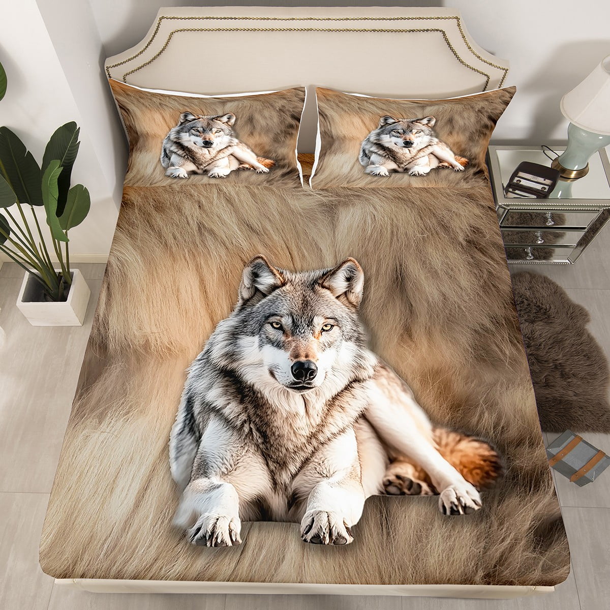 Wolf Fitted Sheet,3D Animal Print Full Bed Sheets,Safair Wolf Sheets ...