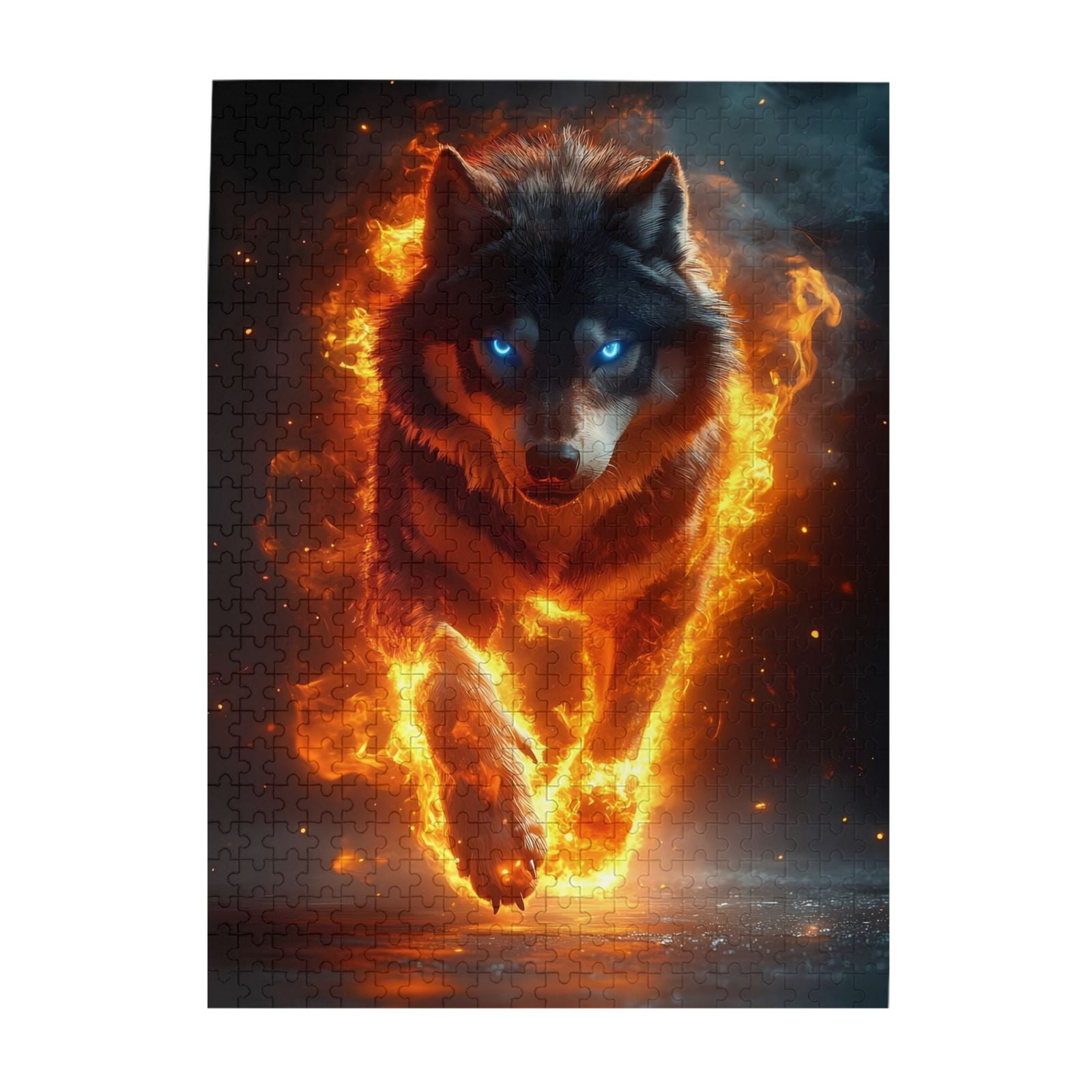 Wolf Flame Ember Eyes Motion 1000-Piece Wooden Jigsaw Puzzle for Adults ...