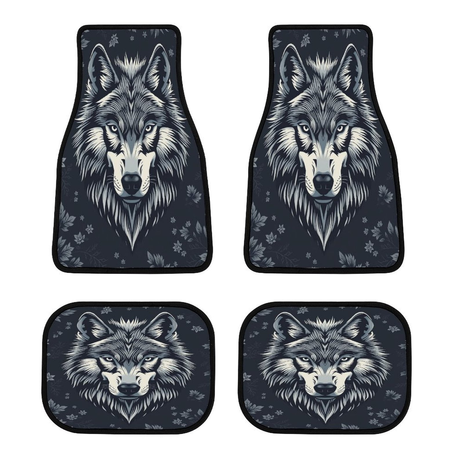 Wolf Floral Design Car Floor Mats 4 Pieces Car Floor Mats Full Set, All ...