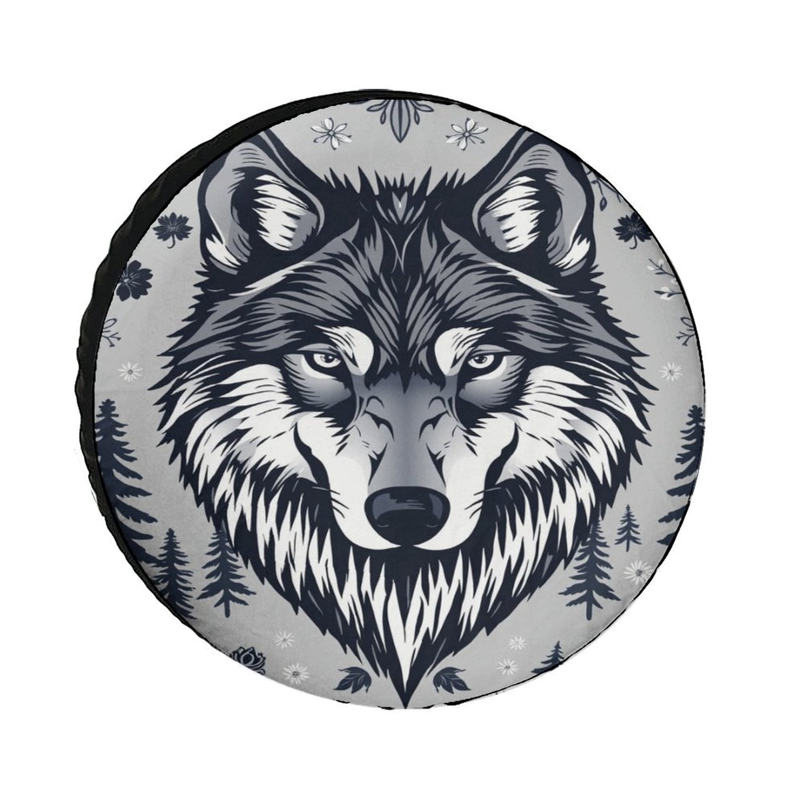 Wolf Floral Design Spare Tire Cover Universal Wheel Tire Protectors for ...