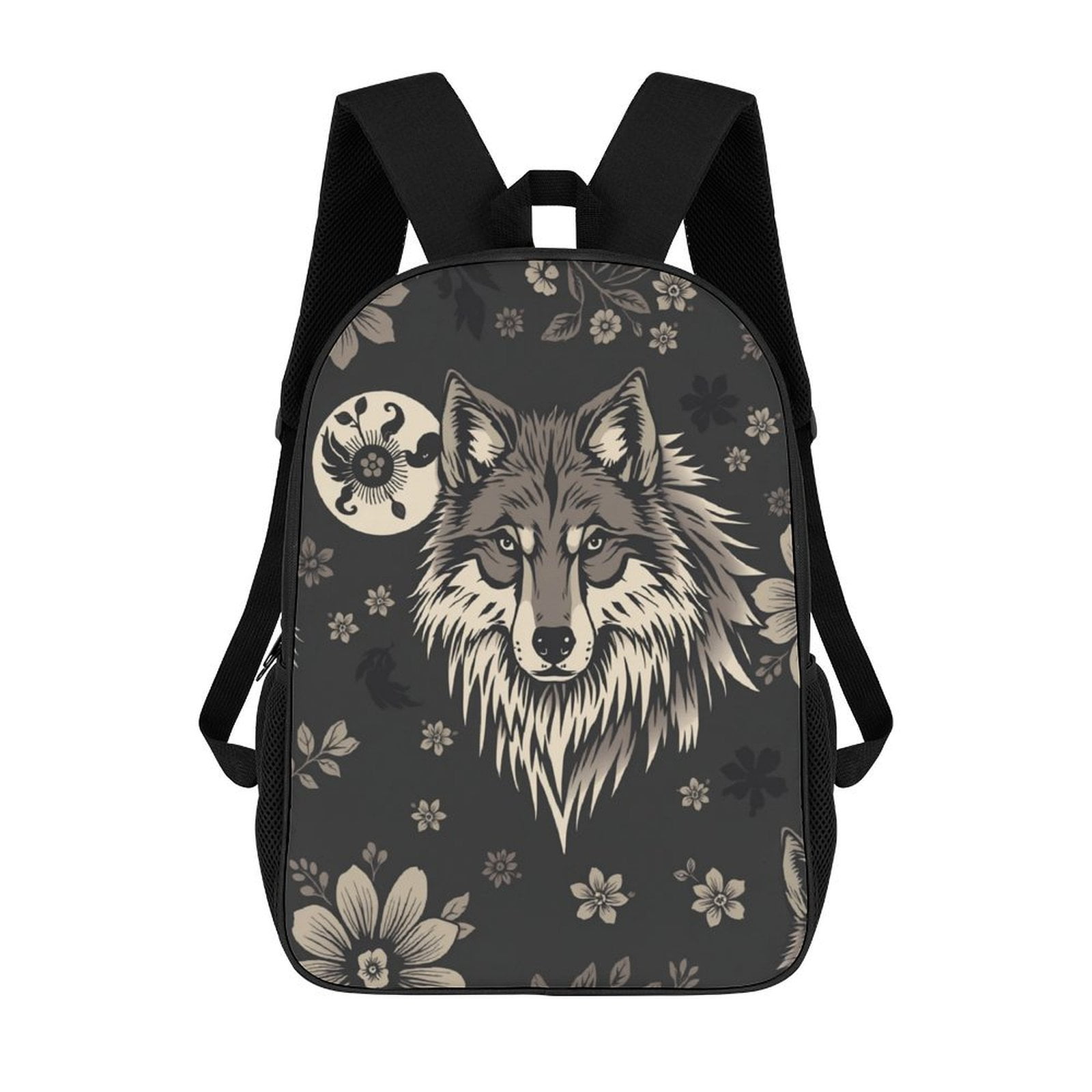 Wolf Floral Pattern Design Backpacks For Teenagers Backpacks 17 Inch ...