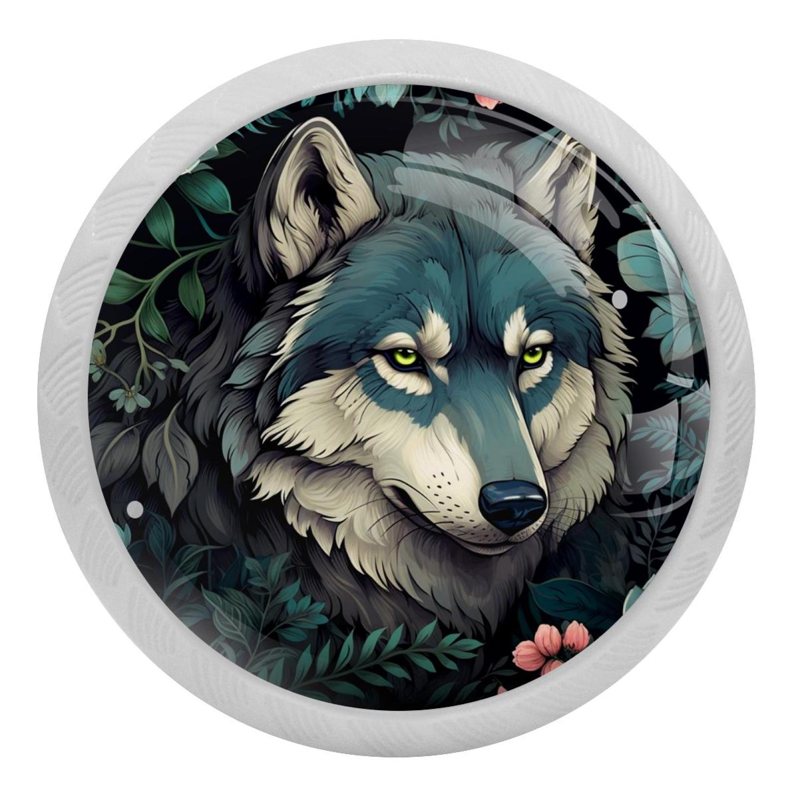 Wolf Fluorescent Glow-in-the-Dark Cabinet Door Knobs - Round 4-Pack ...